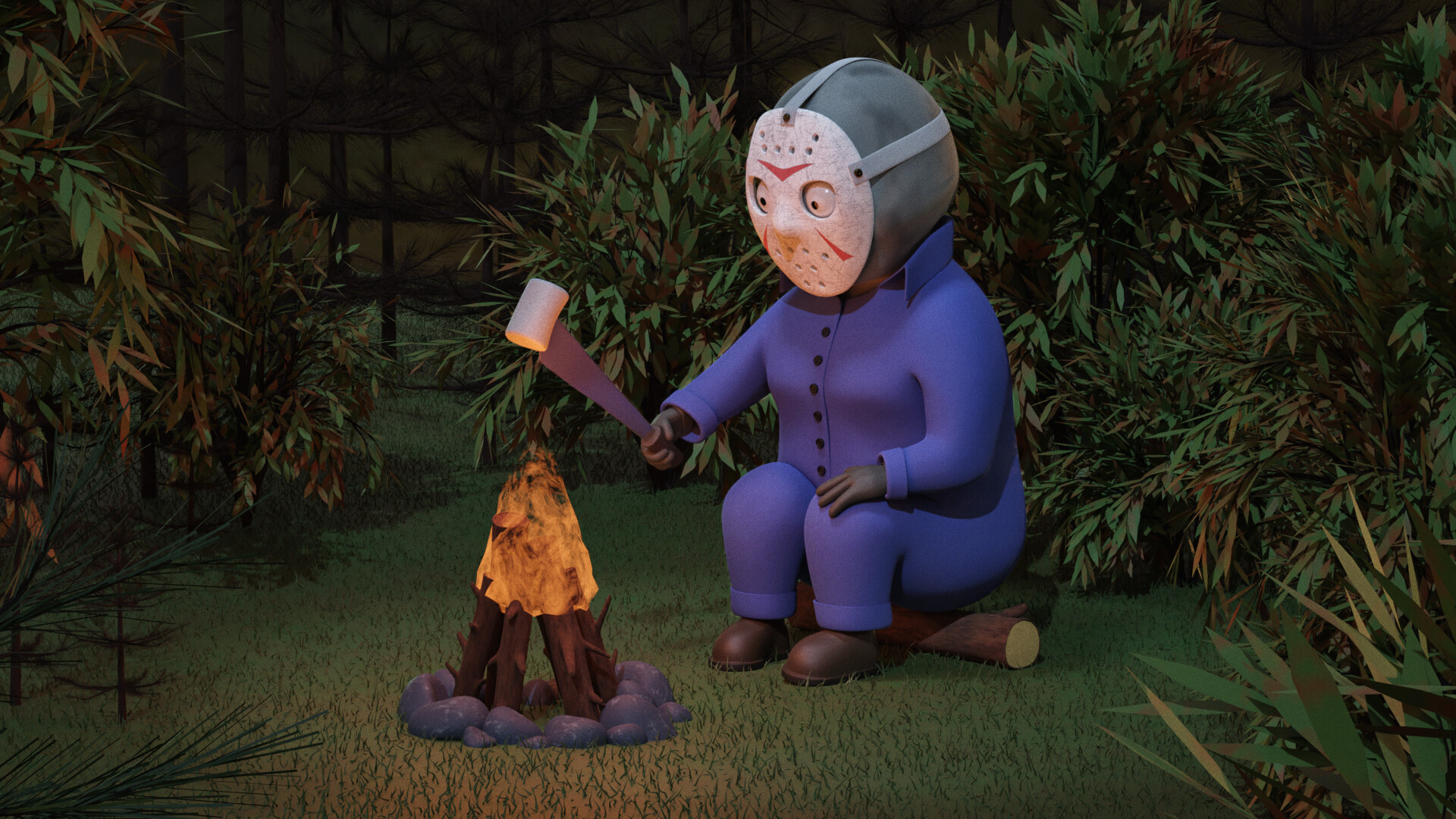 ArtStation - Jason Voorhees is roasting marshmallows