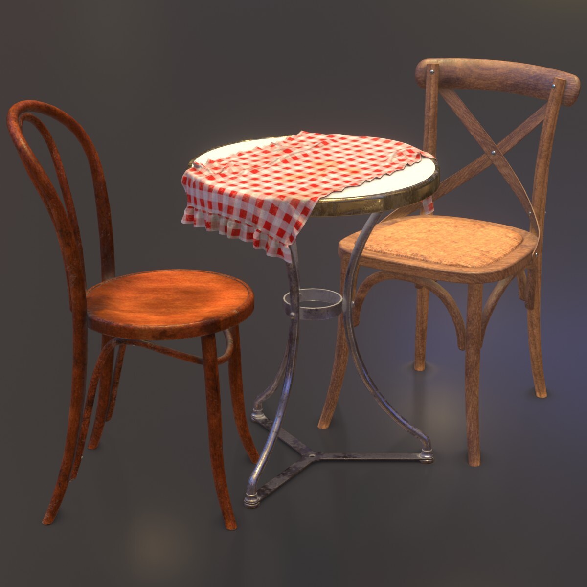ArtStation - Street Cafe Table and Chairs.