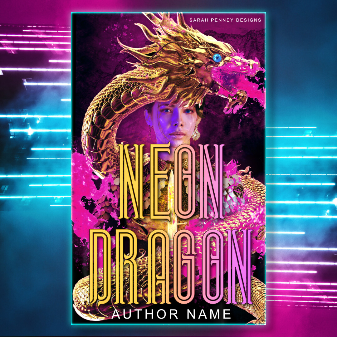 ArtStation - Neon Dragon Book Cover [available for use]