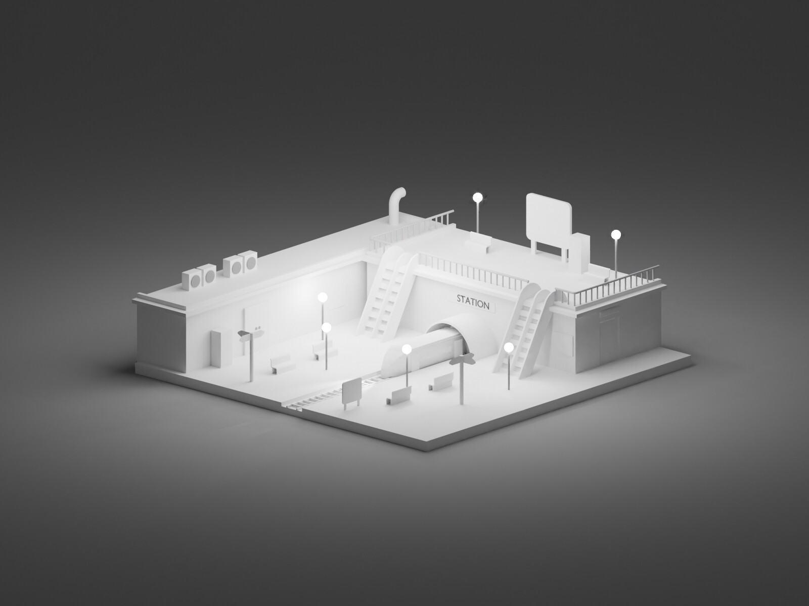 ArtStation - Isometric Train Station