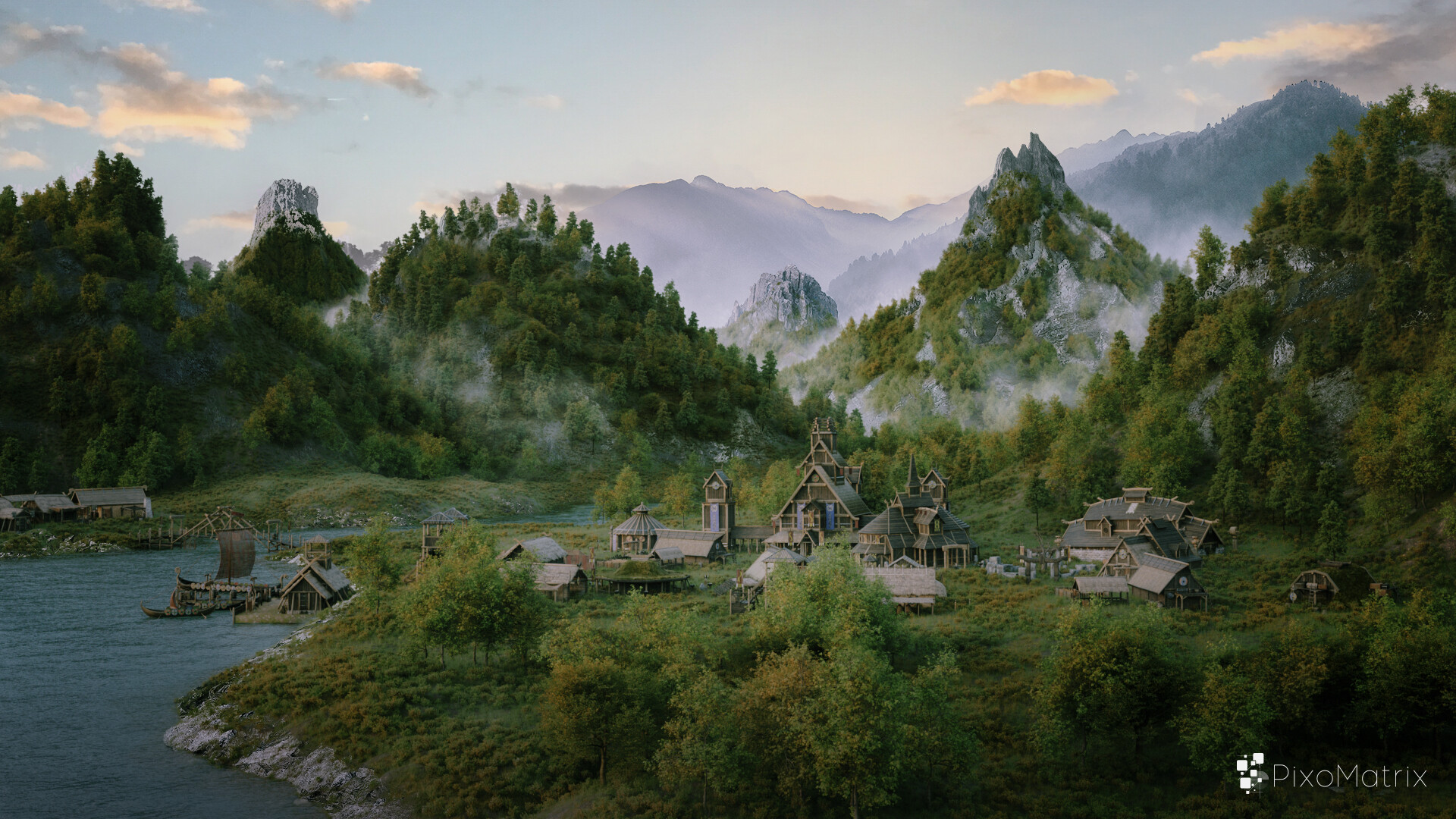 ArtStation - Village In The Mist