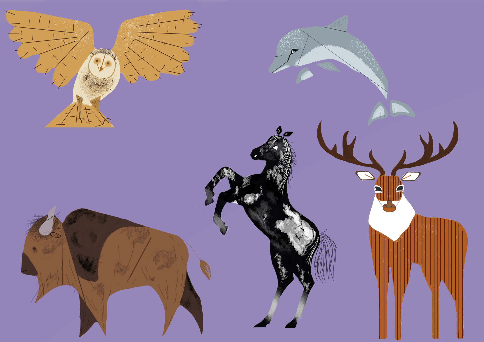 ArtStation - Animals in a Charley Harper's style