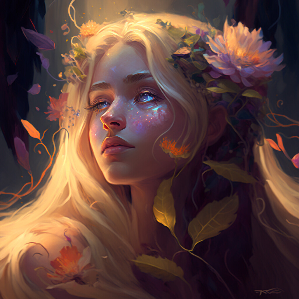 ArtStation - Blonde Beauty with Pink Roses 10