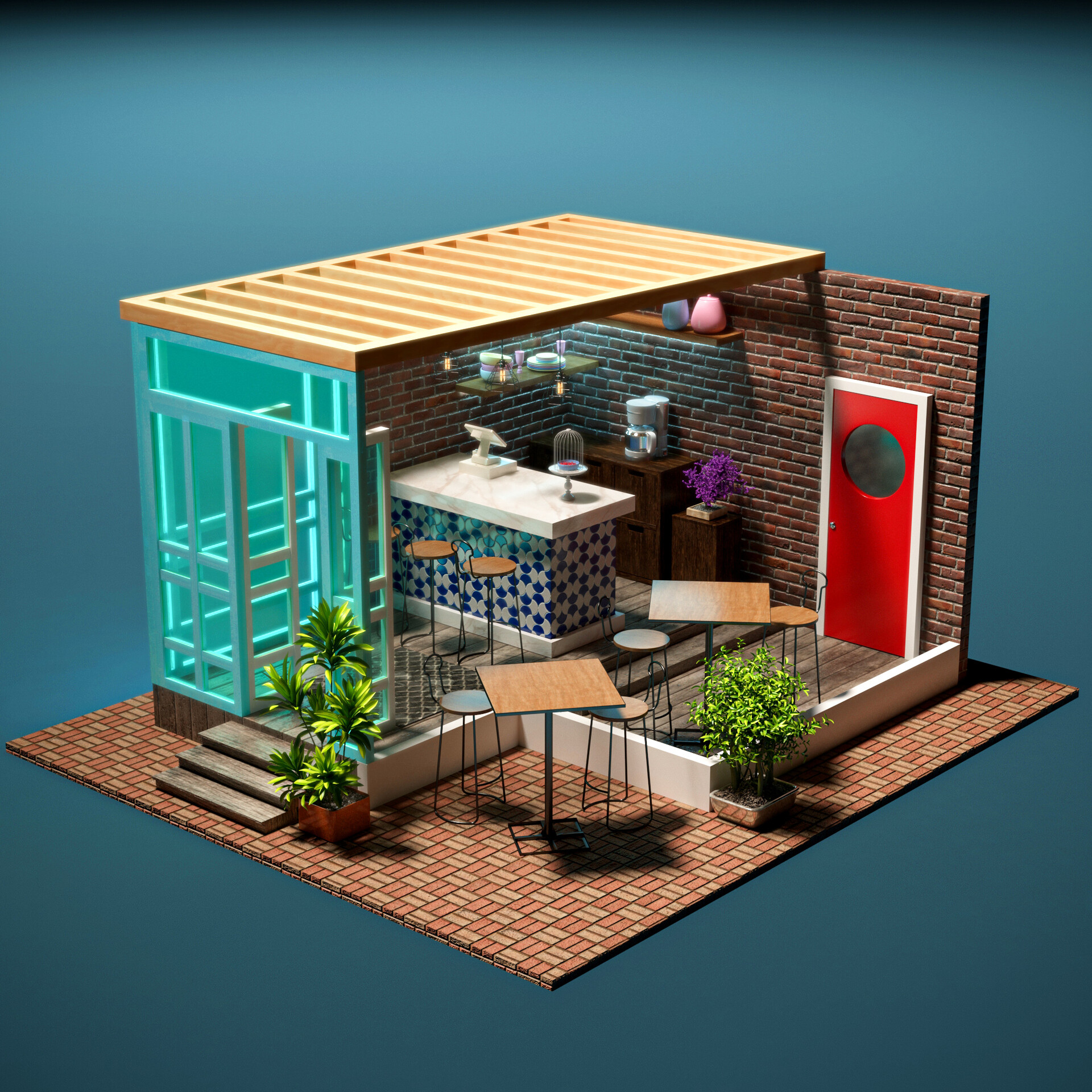 ArtStation - Stylized cafe concept