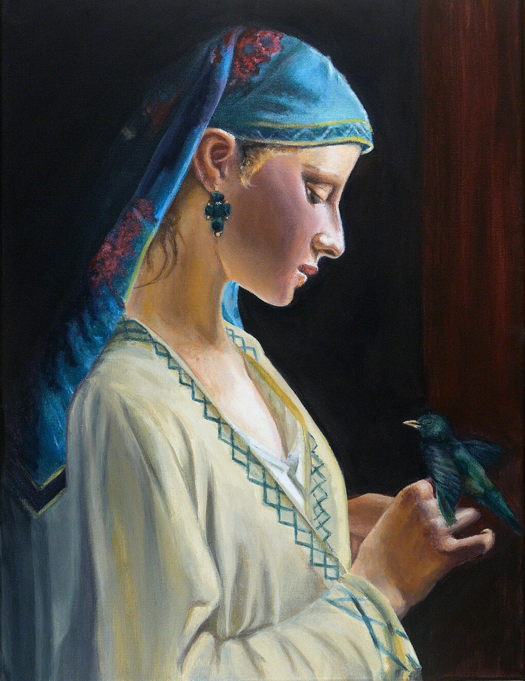 ArtStation - Acrylic study - Woman with Parrot