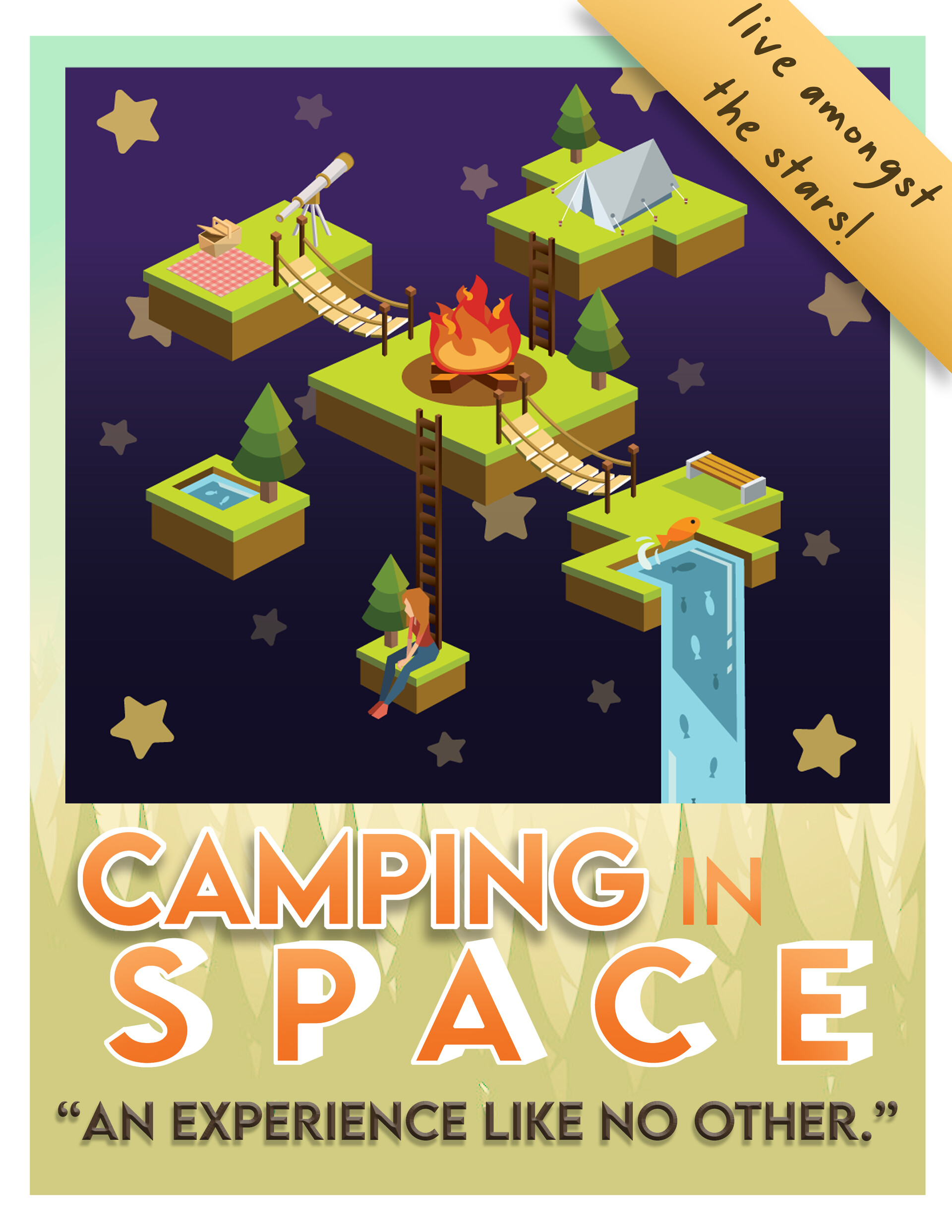 ArtStation - camping in space! |graphic design illustration