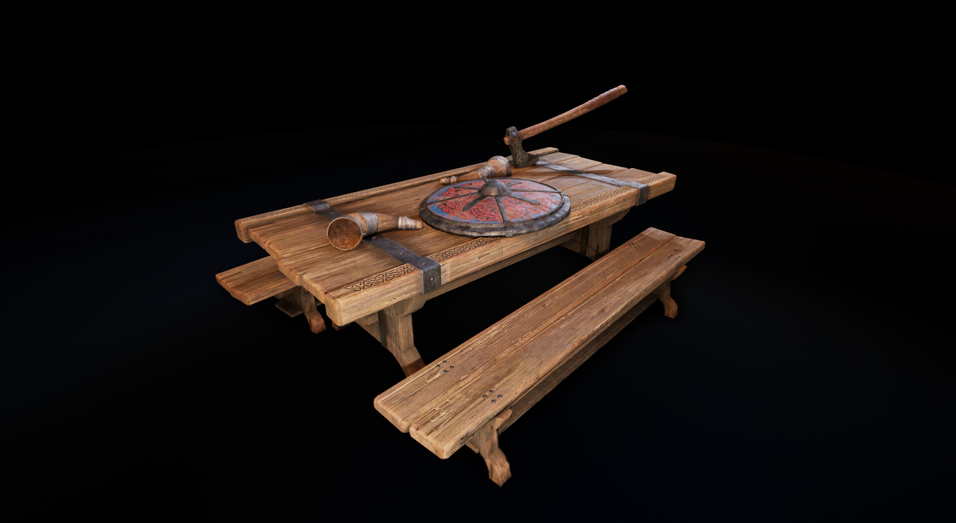 ArtStation - Viking - Table, Axe, Shield, Horn [UE5 Scene]