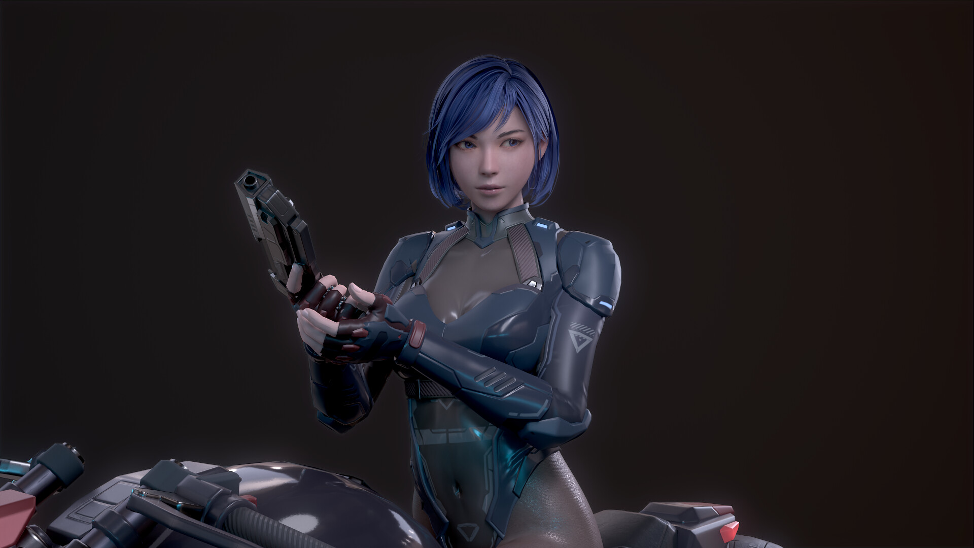 ArtStation - Sci-FI Girl with heavy motorcycle