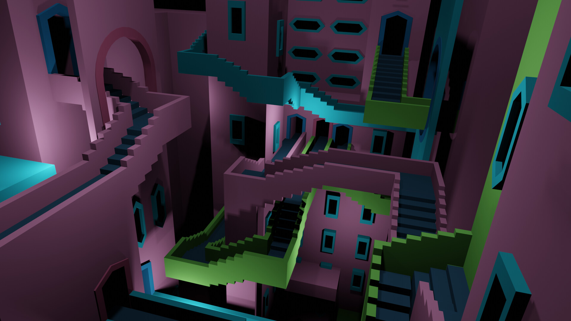 ArtStation - 3D Squidgame stair room