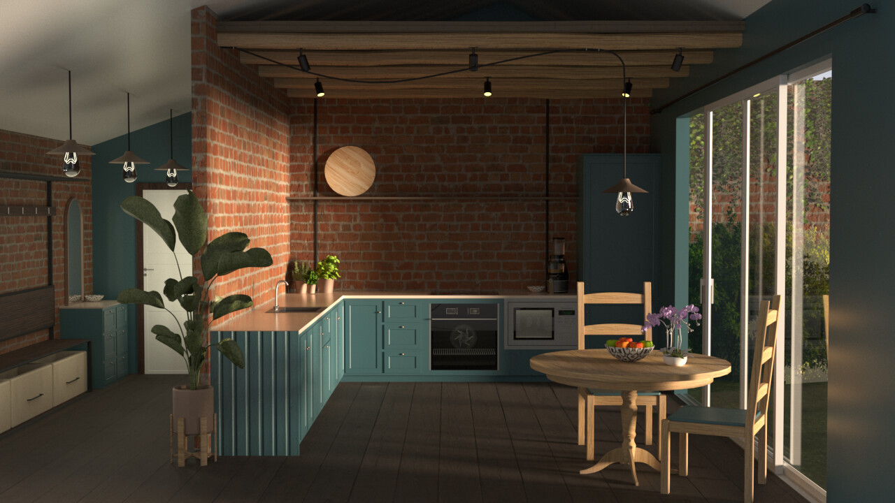 ArtStation - composition d'intérieur avec jardin