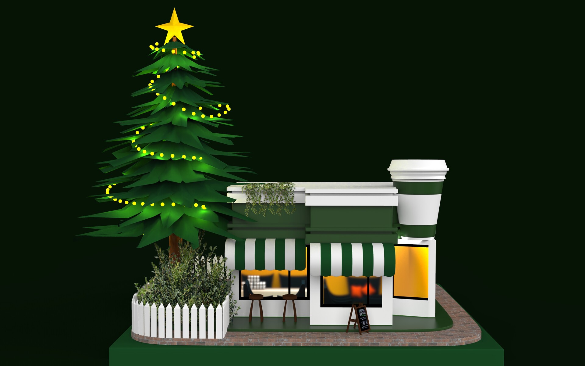 ArtStation - Café in Christmas theme