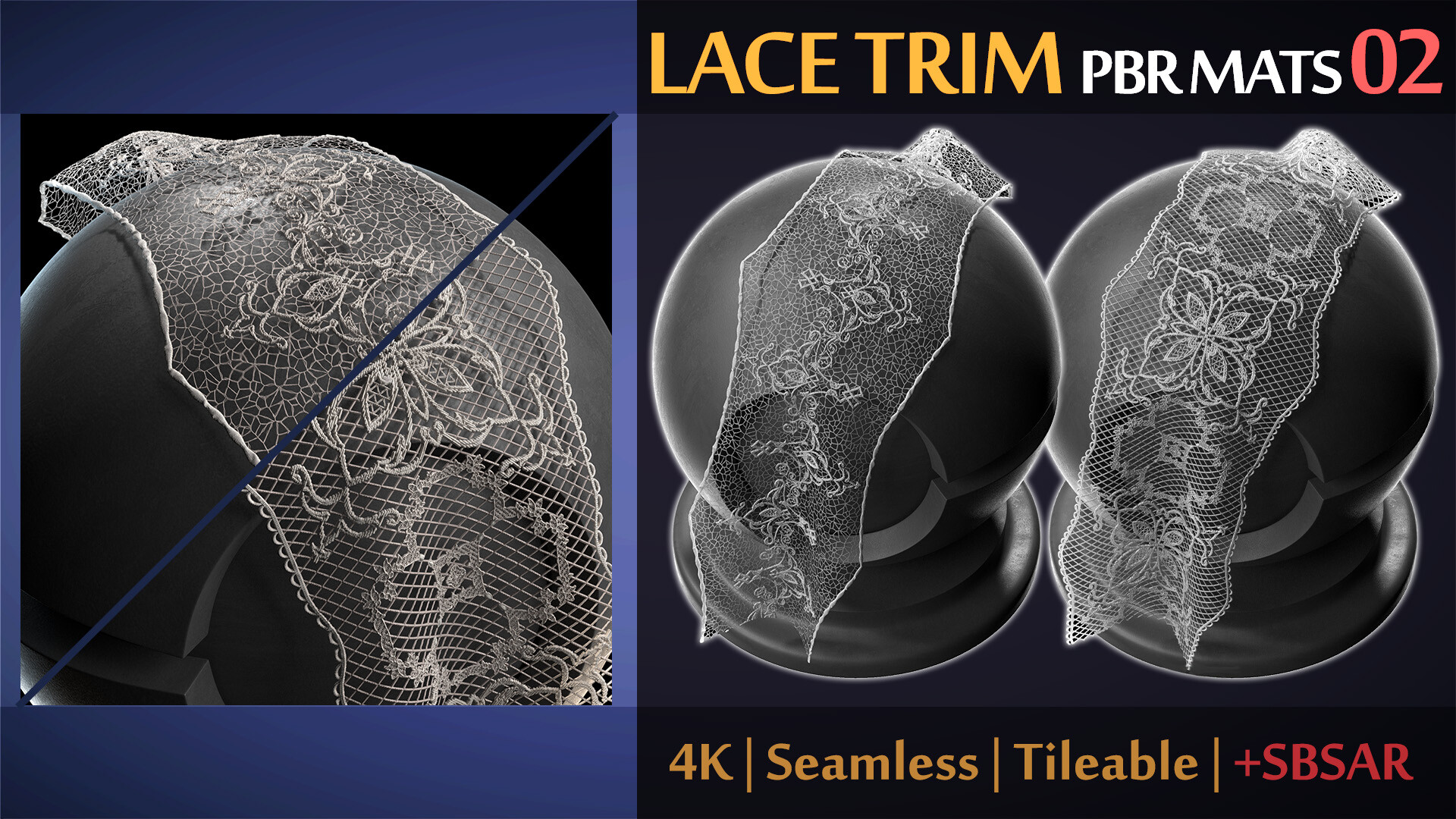 ArtStation - Lace Trim PBR Materials 02