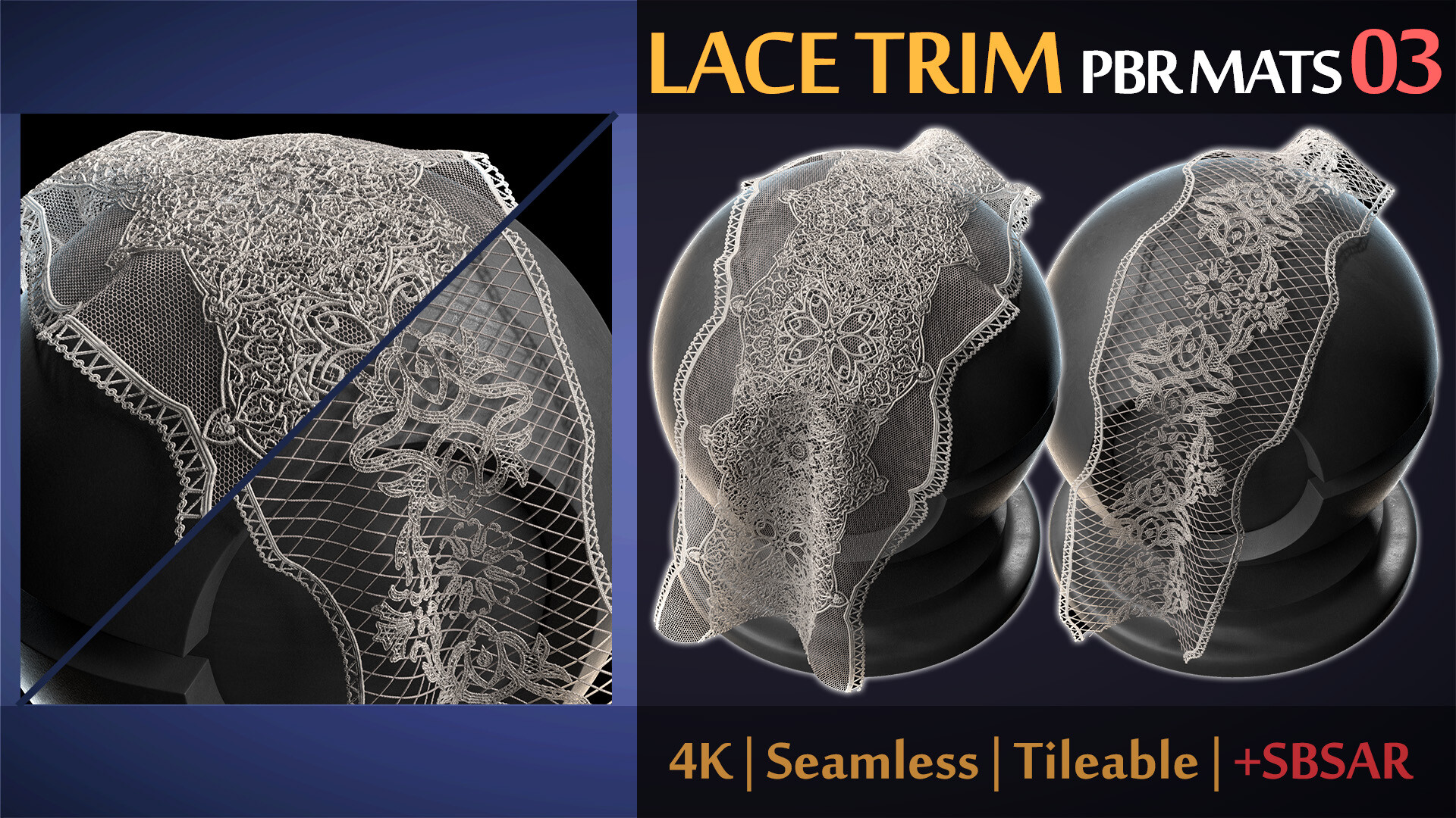 ArtStation - Lace Trim PBR Materials 03