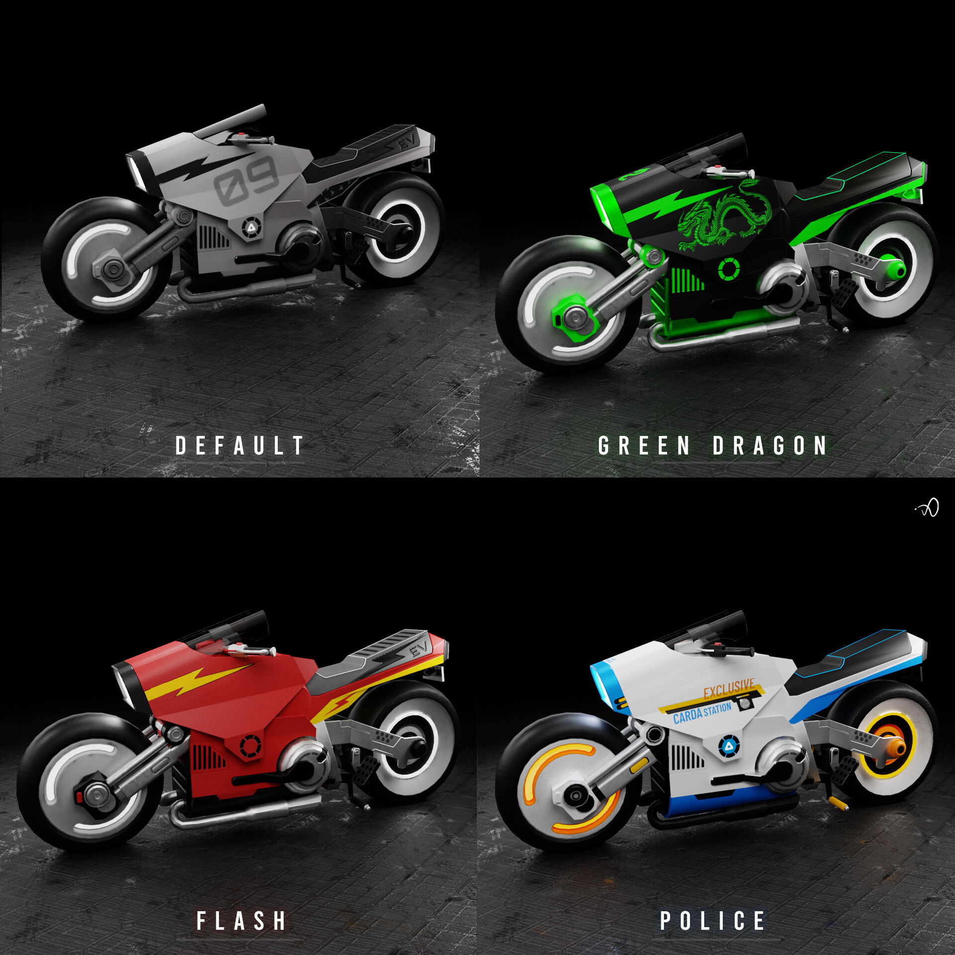 ArtStation - Sci-Fi Sports Bike Variations