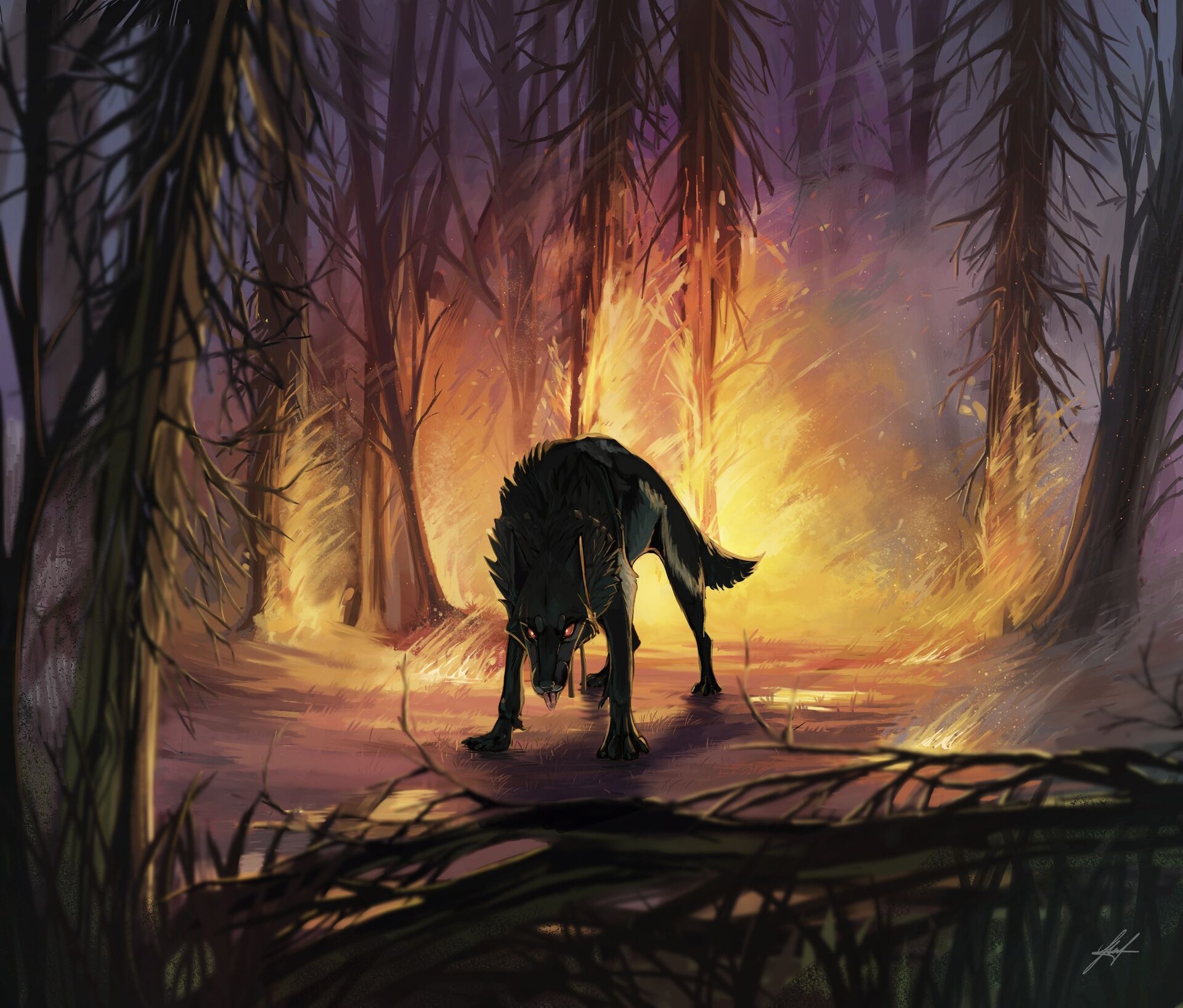 ArtStation - Burning Wolf