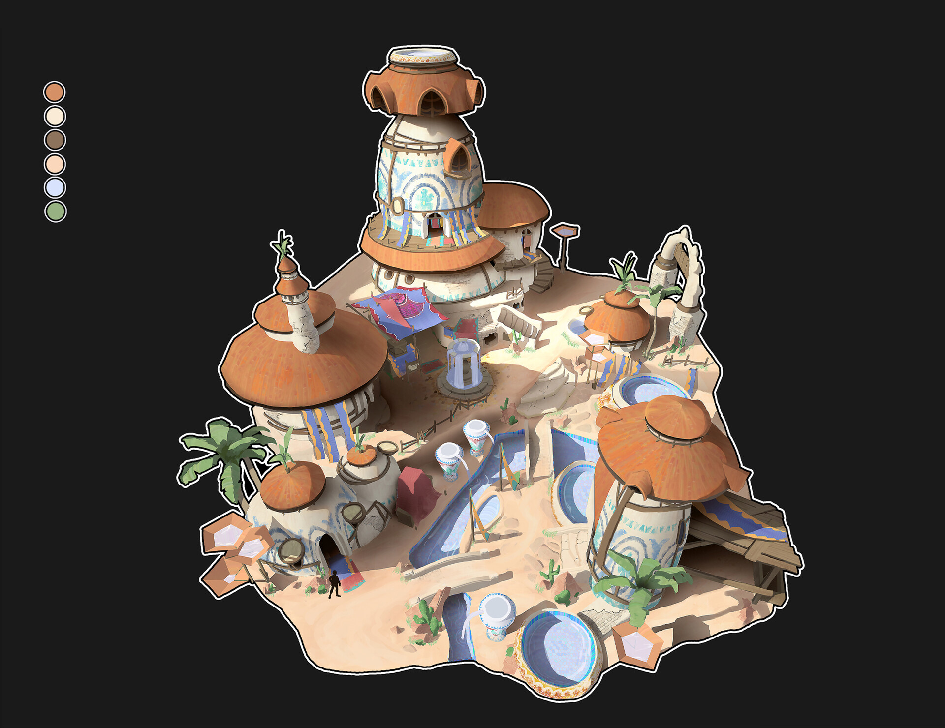 ArtStation - 绿洲小镇Oasis town