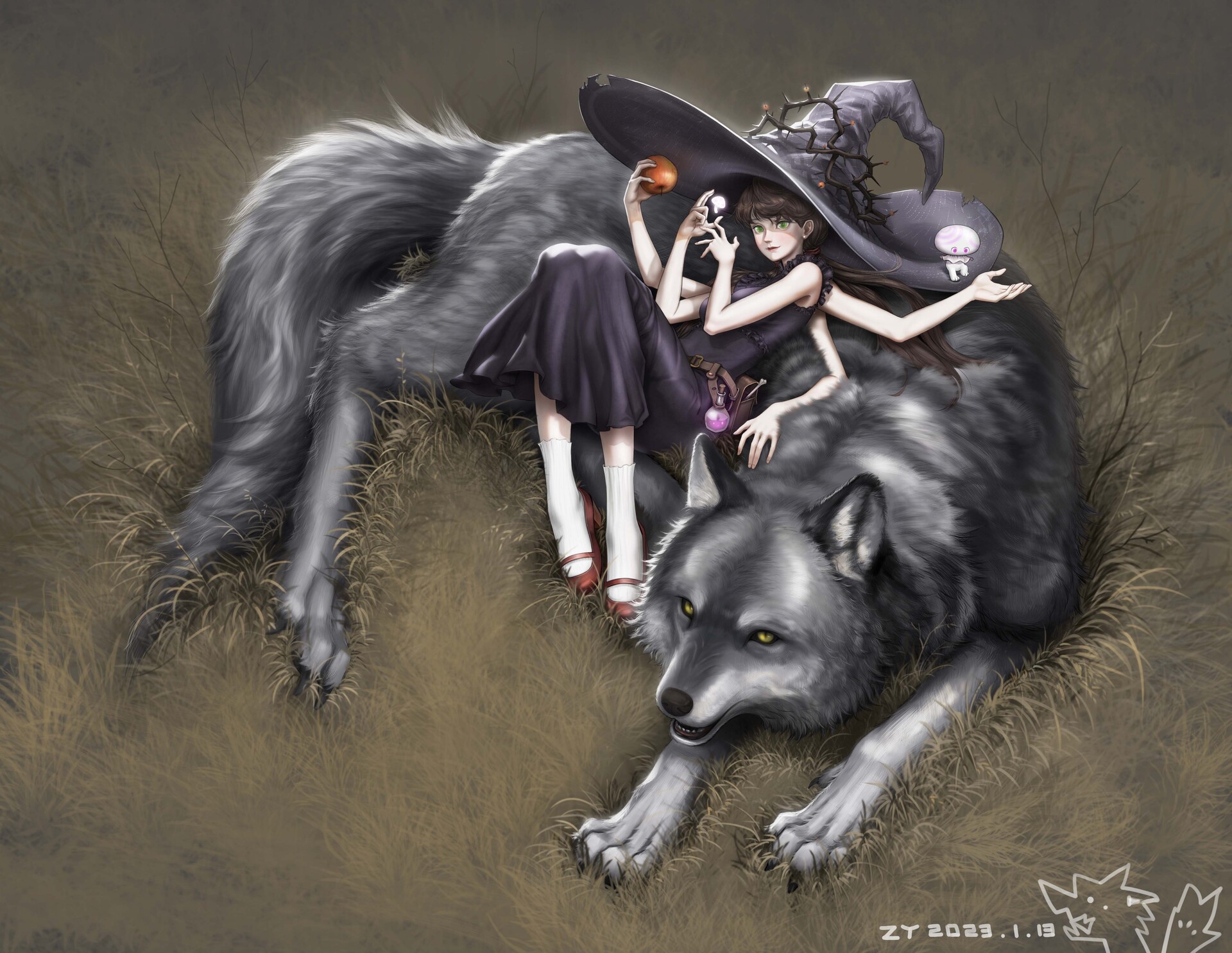 ArtStation - Little witch wolf Alden law ring