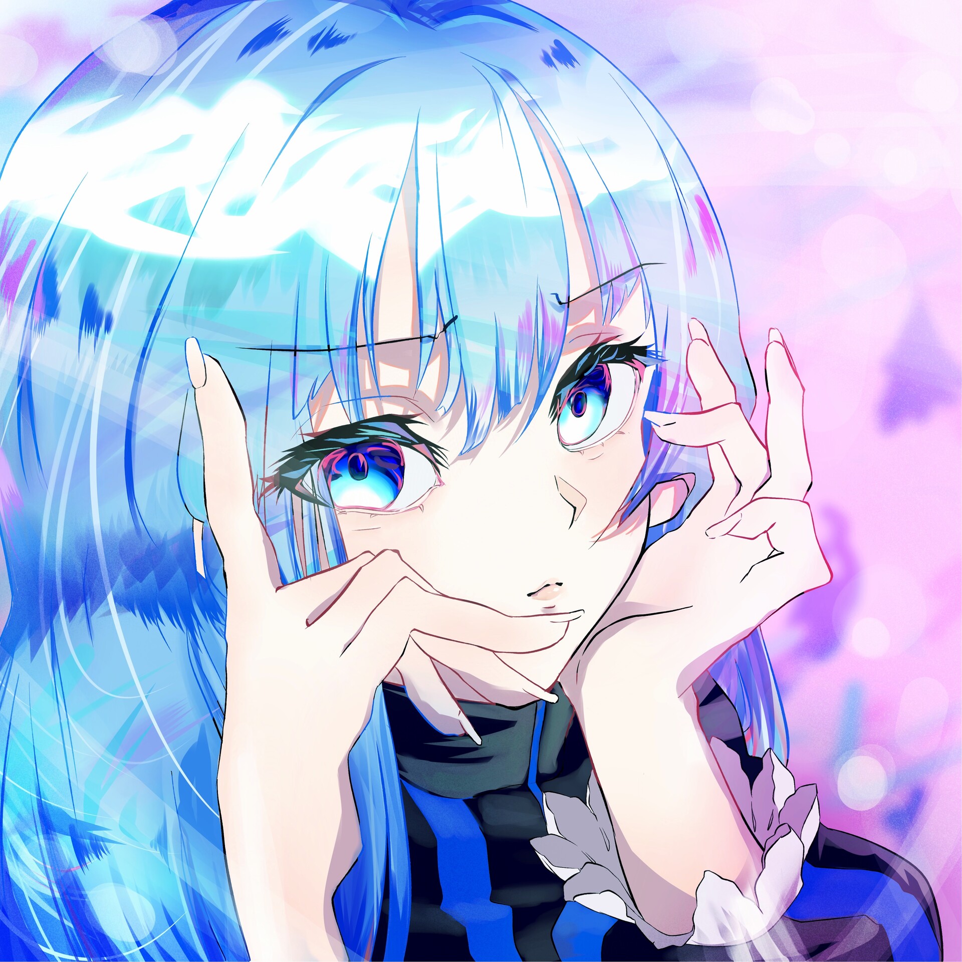 Anime Girl With Short Light Blue Hair