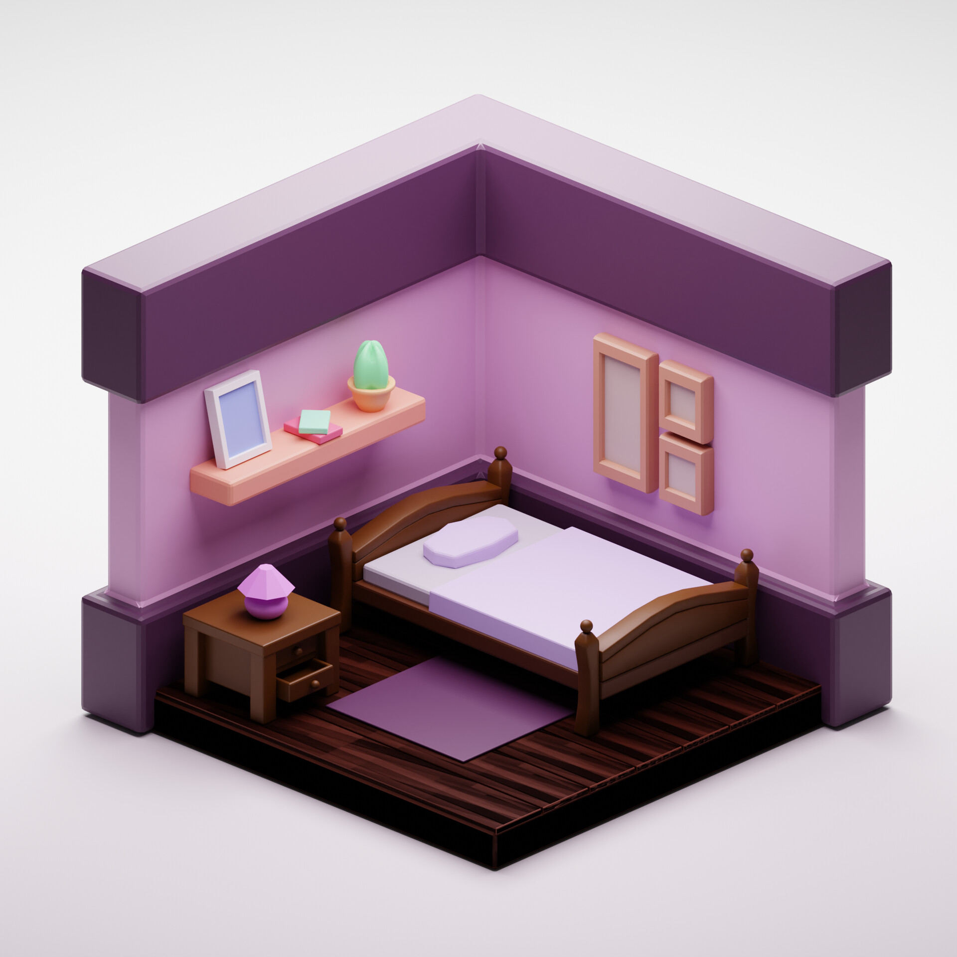 ArtStation - Pink isometric room
