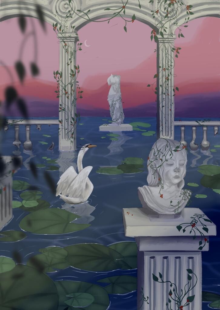 ArtStation - Nature Overtaking: Roman Statue Temple