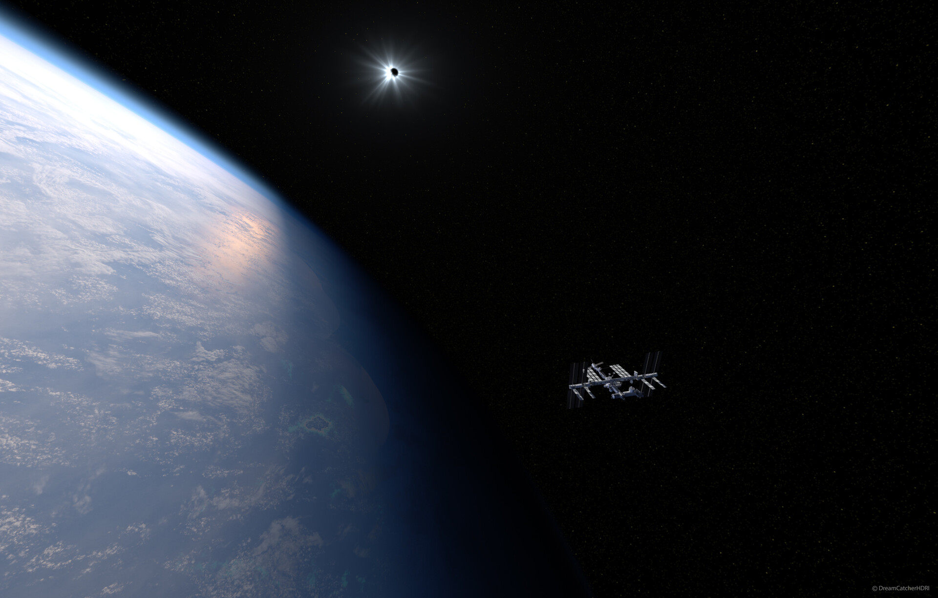 DreamCatcherHDRI - ISS with DreamCatcherHDRI 16k Eclipse Earth Maps