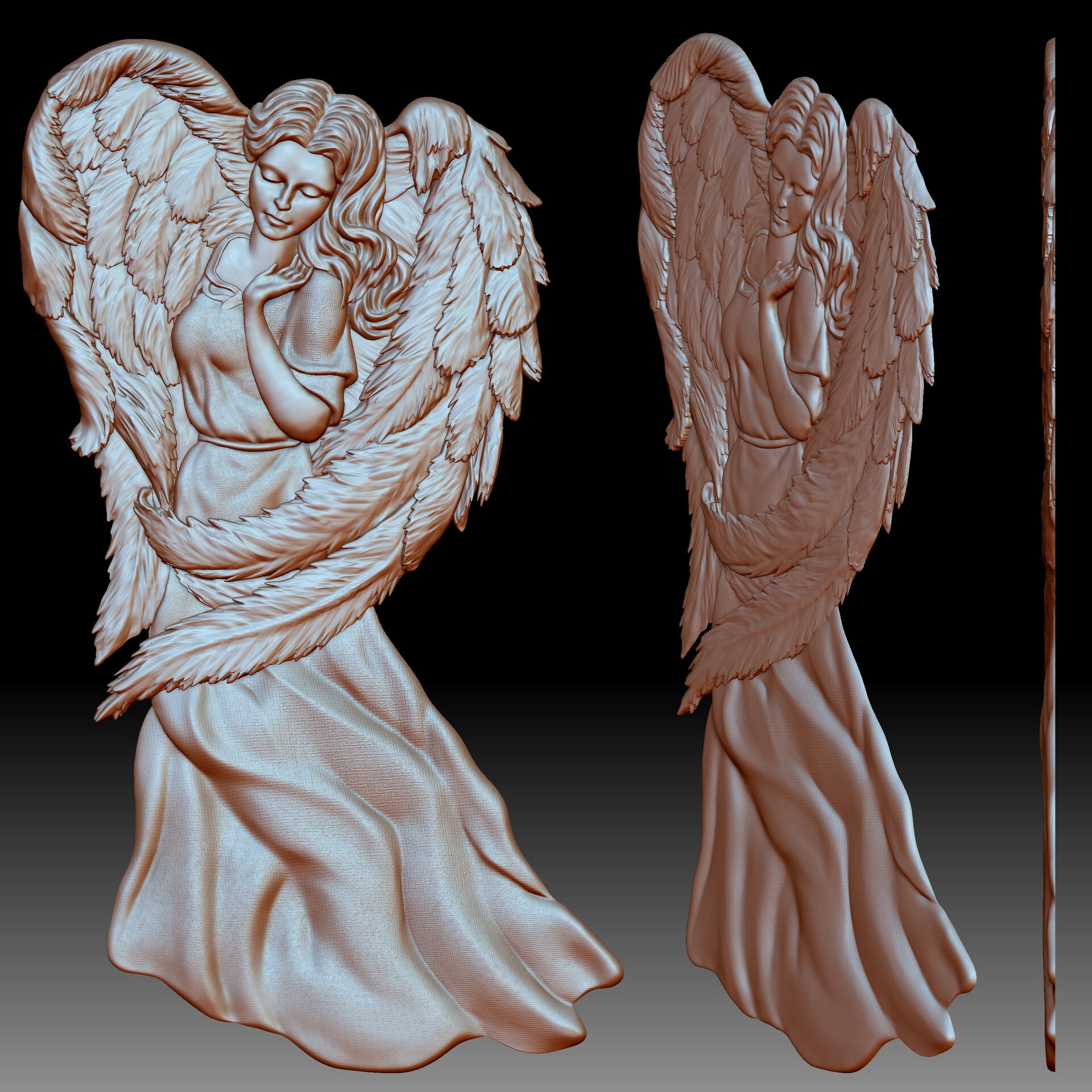 ArtStation - Coin bas-relief - Angel girl
