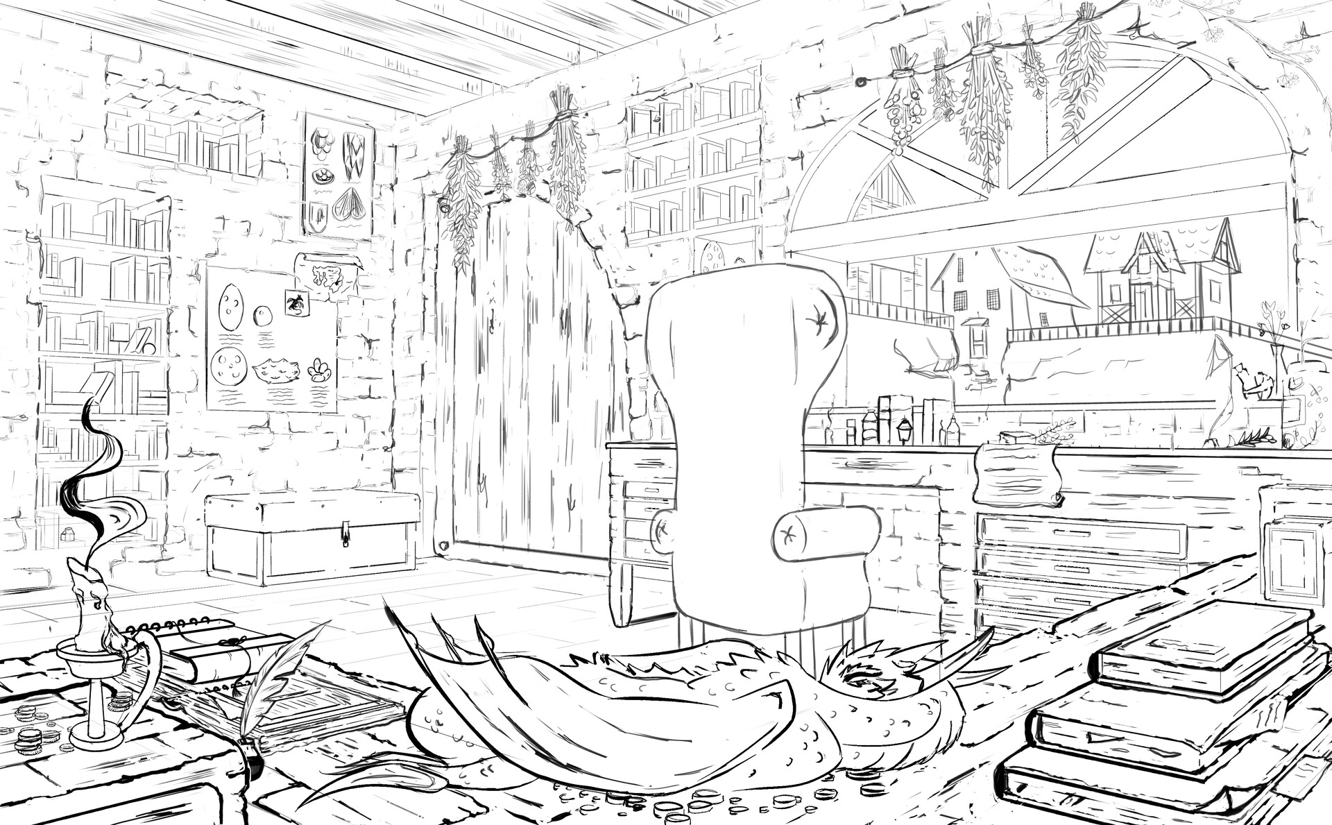 ArtStation - The environment of a dragon researcher's hut