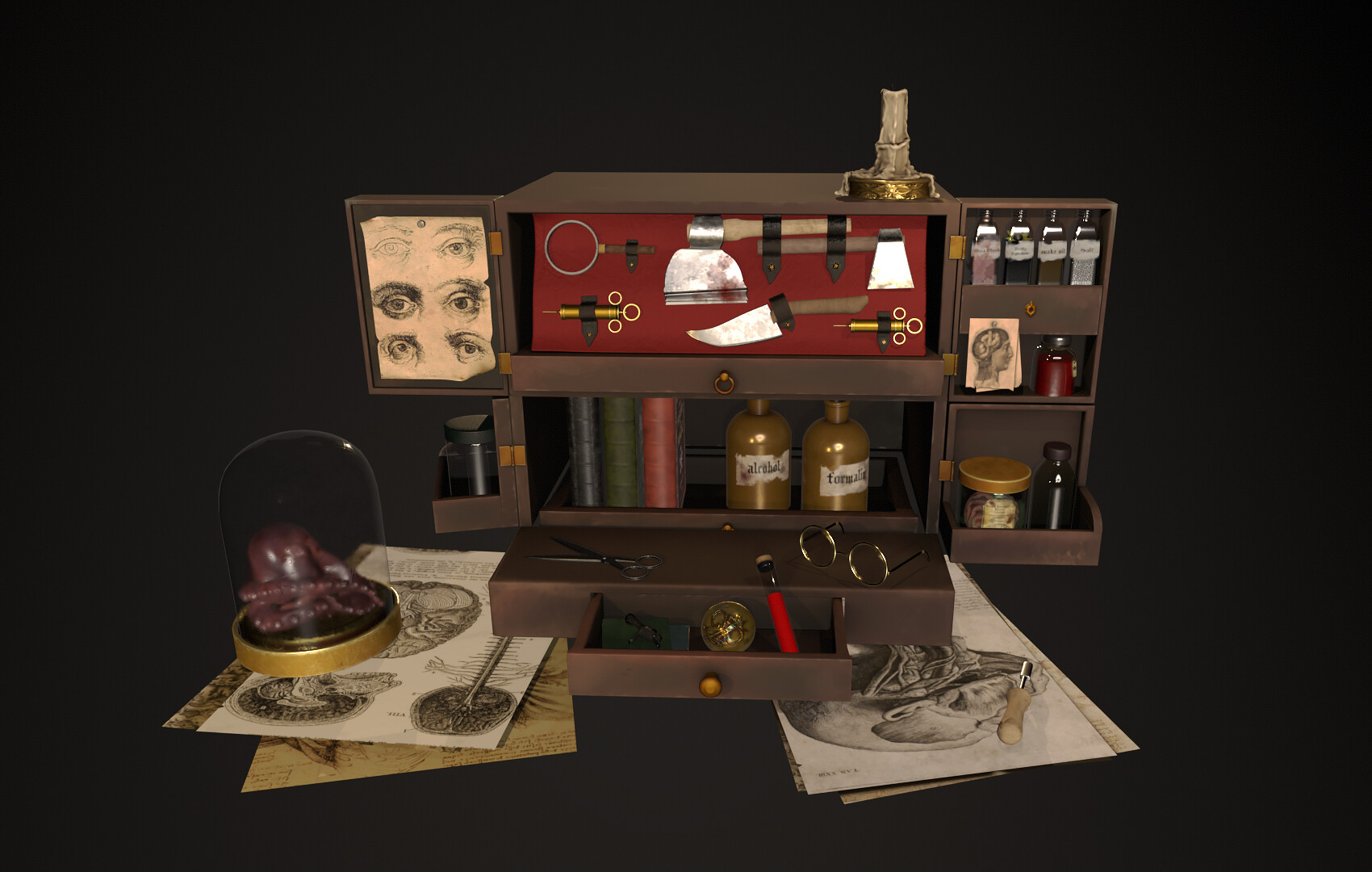 ArtStation - Mad scientist cabinet 3d project