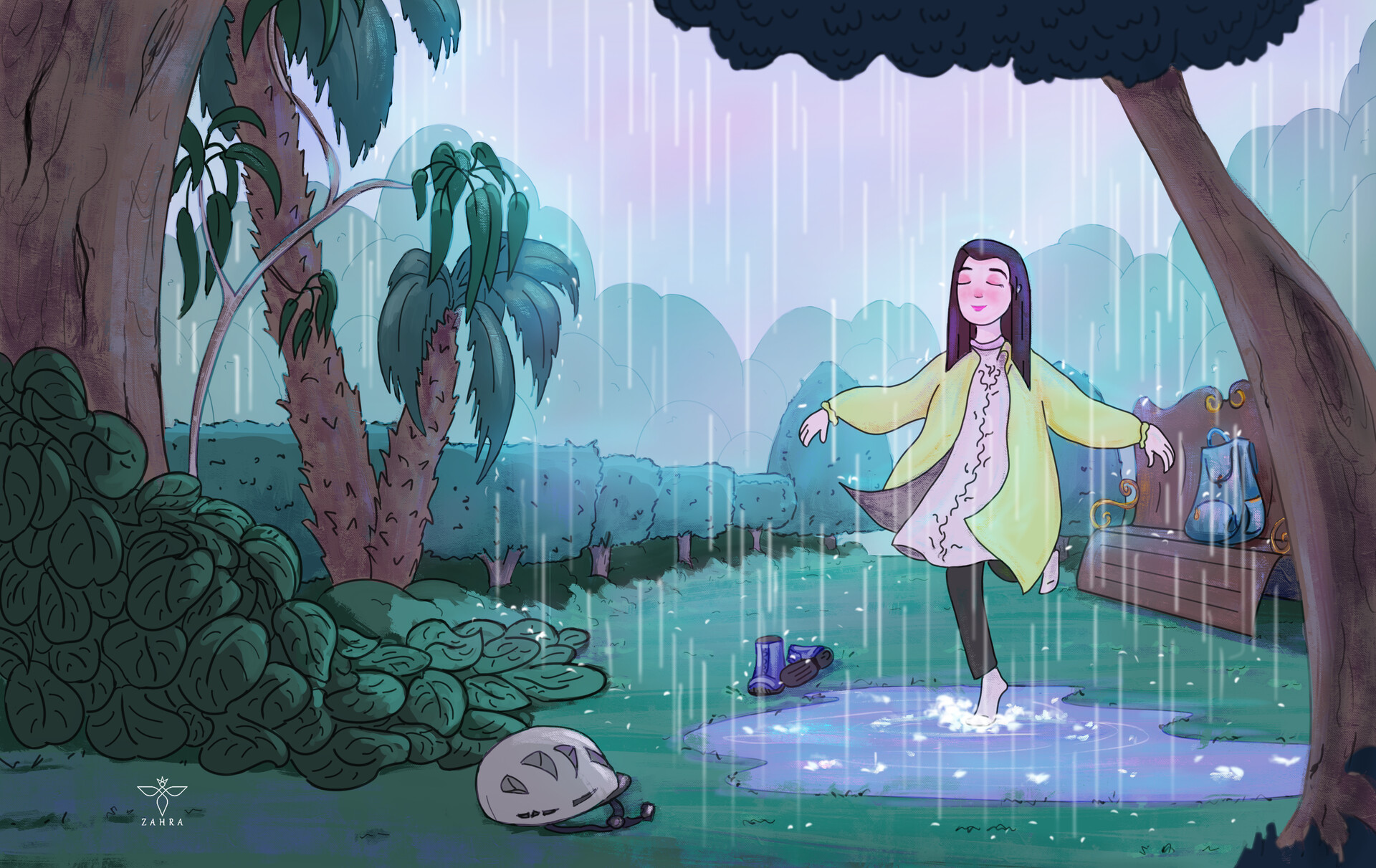 ArtStation - enjoy rainy day