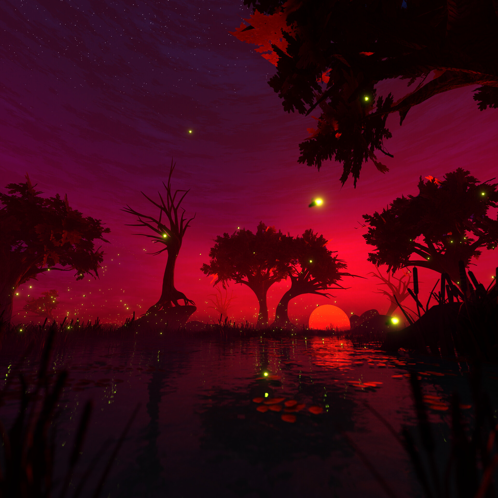 ArtStation - Marsh Red Sky