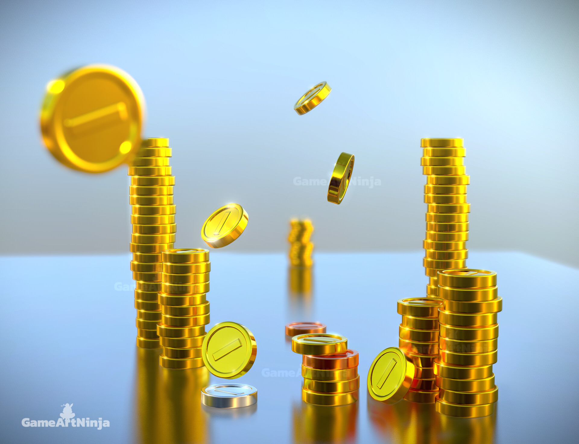 Game 2D Artist & UI/UX Designer - Gold, silver and bronze coins - game art