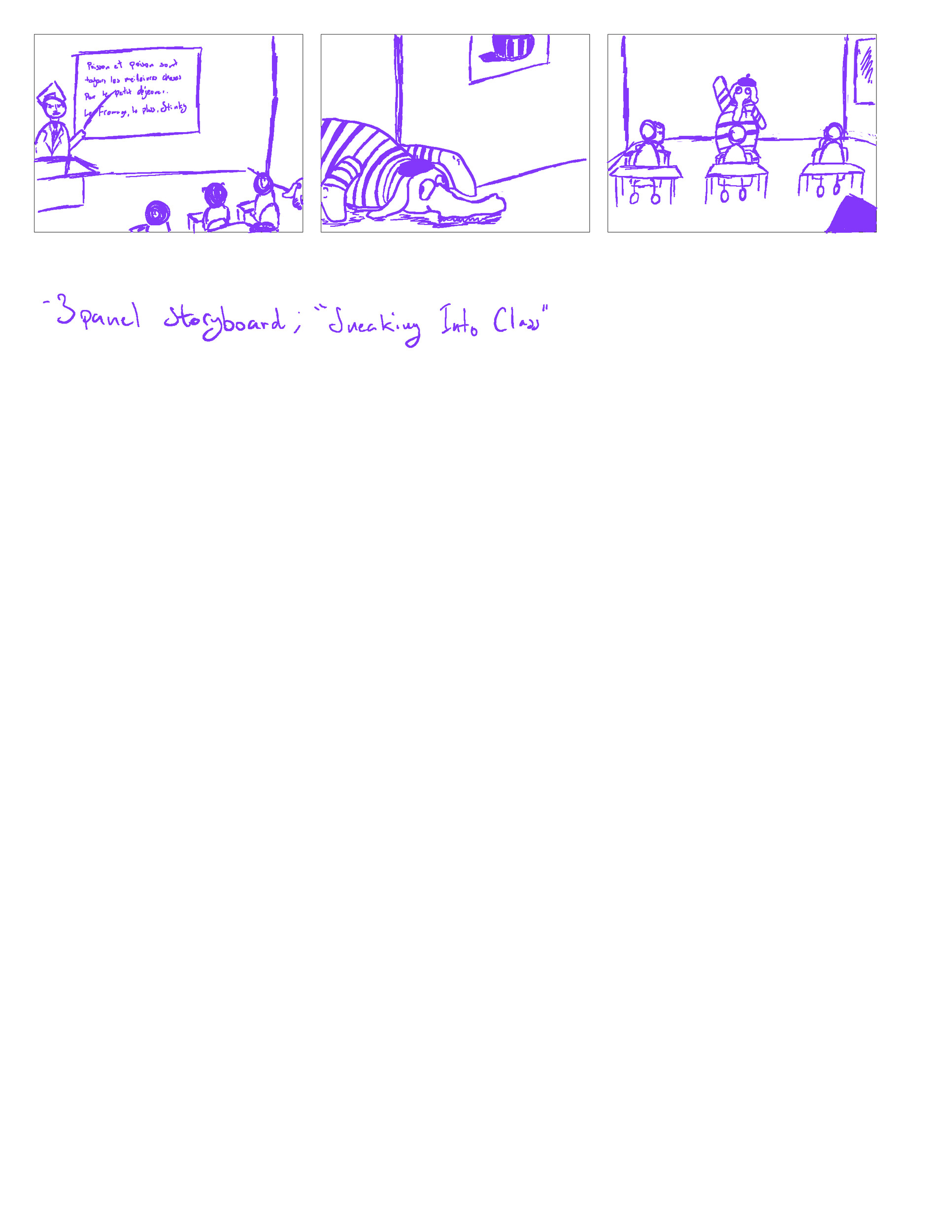 ArtStation - Sneaking Into Class, 3 panels