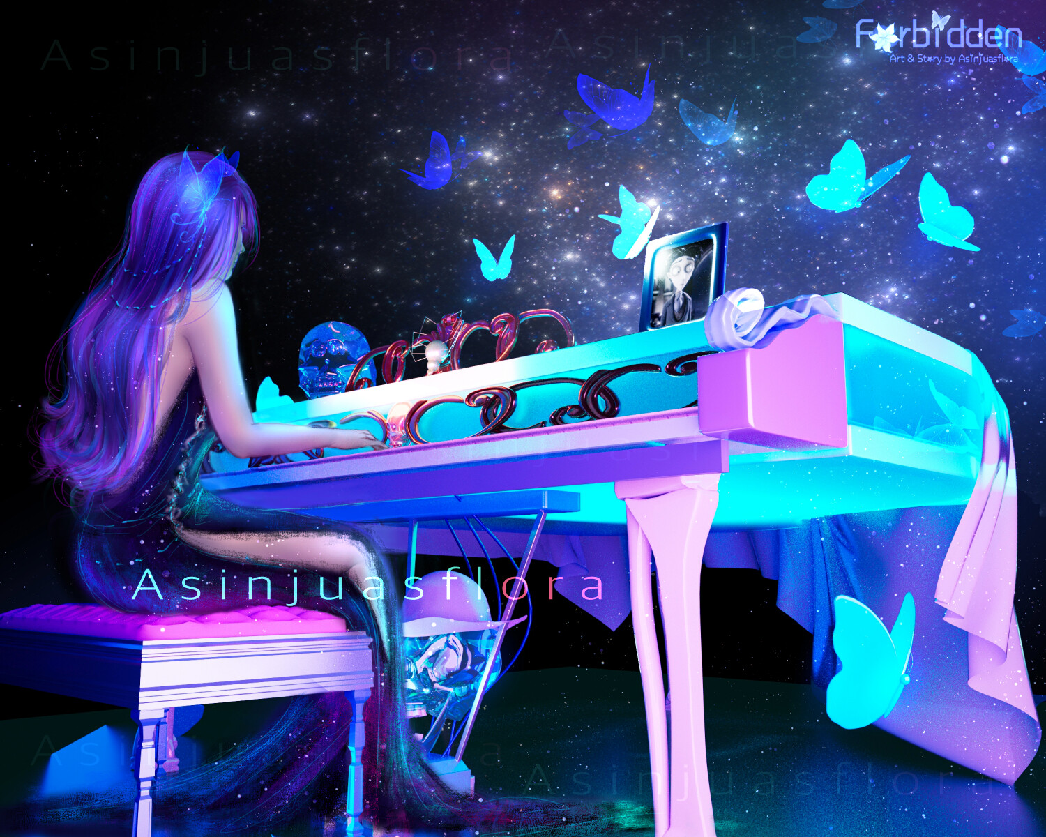 ArtStation - 3D Modelling+2D Painting OC project (BlueButterfly 3)