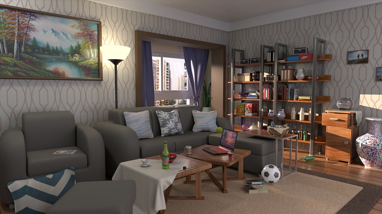 ArtStation - 3D Layout_ Living Room