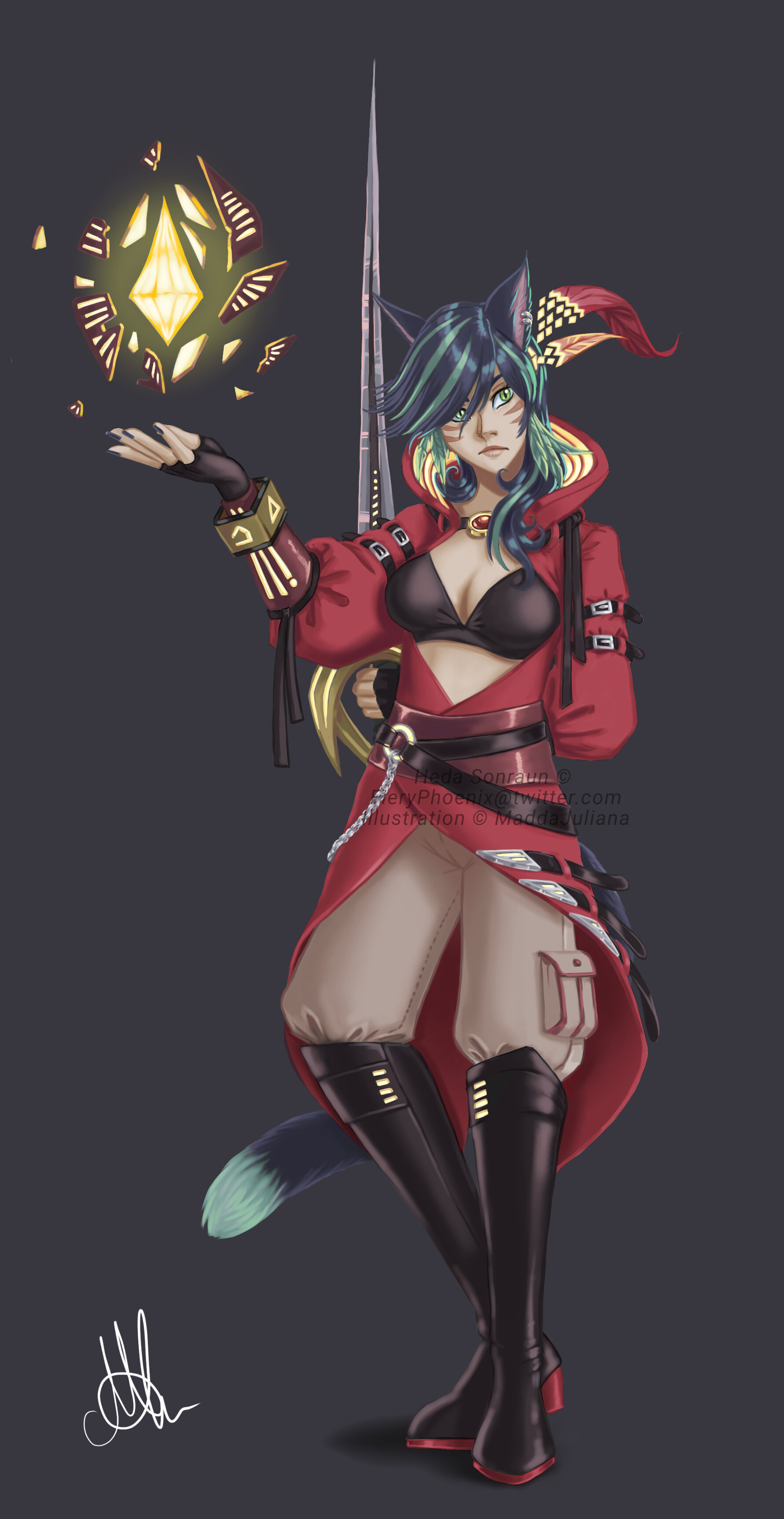 ArtStation - Heda Sonraun Cyber Red Mage - FFXIV Digital Painting (2021)
