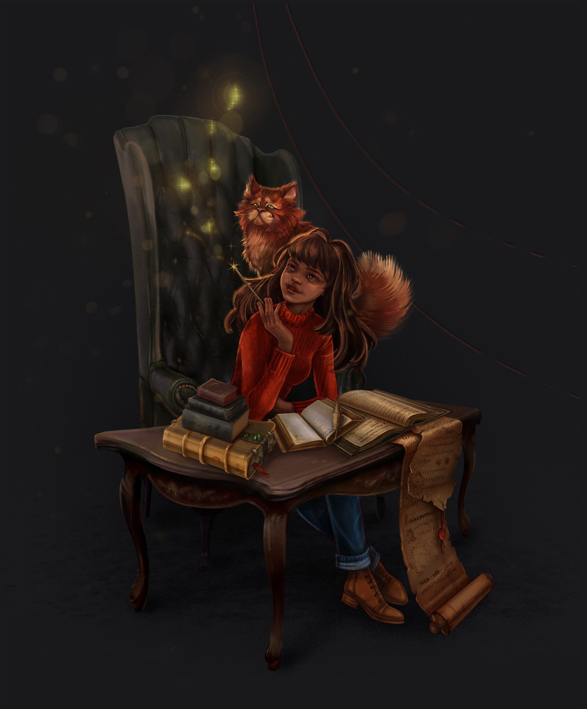 ArtStation - Hermione Granger and her pet cat