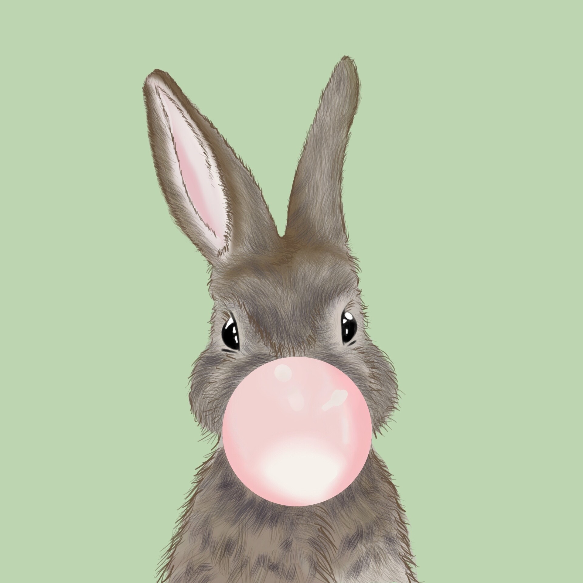 ArtStation - Rabbit draw. Bubble gum.