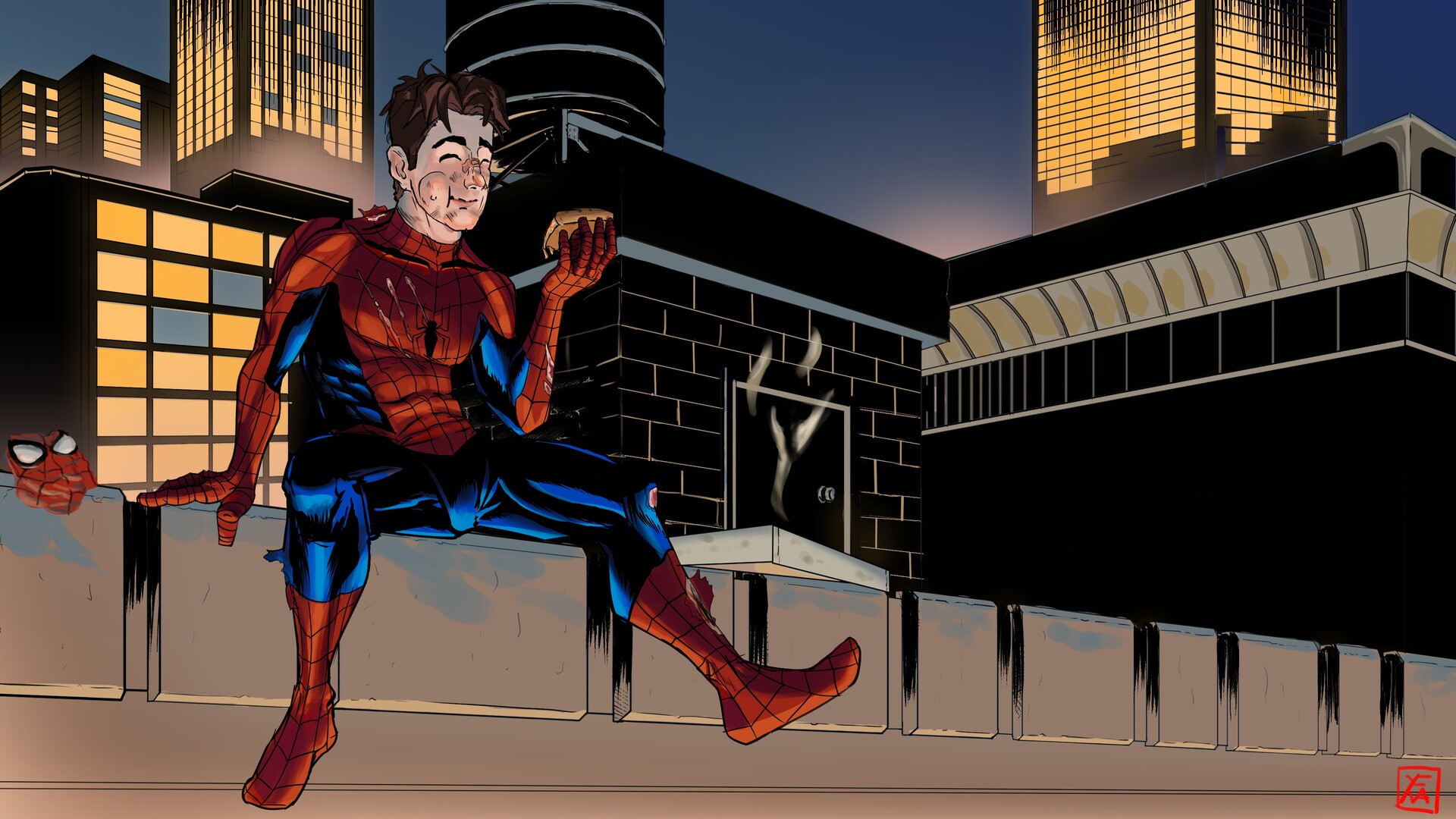 ArtStation - Spidey enjoying a late night snack