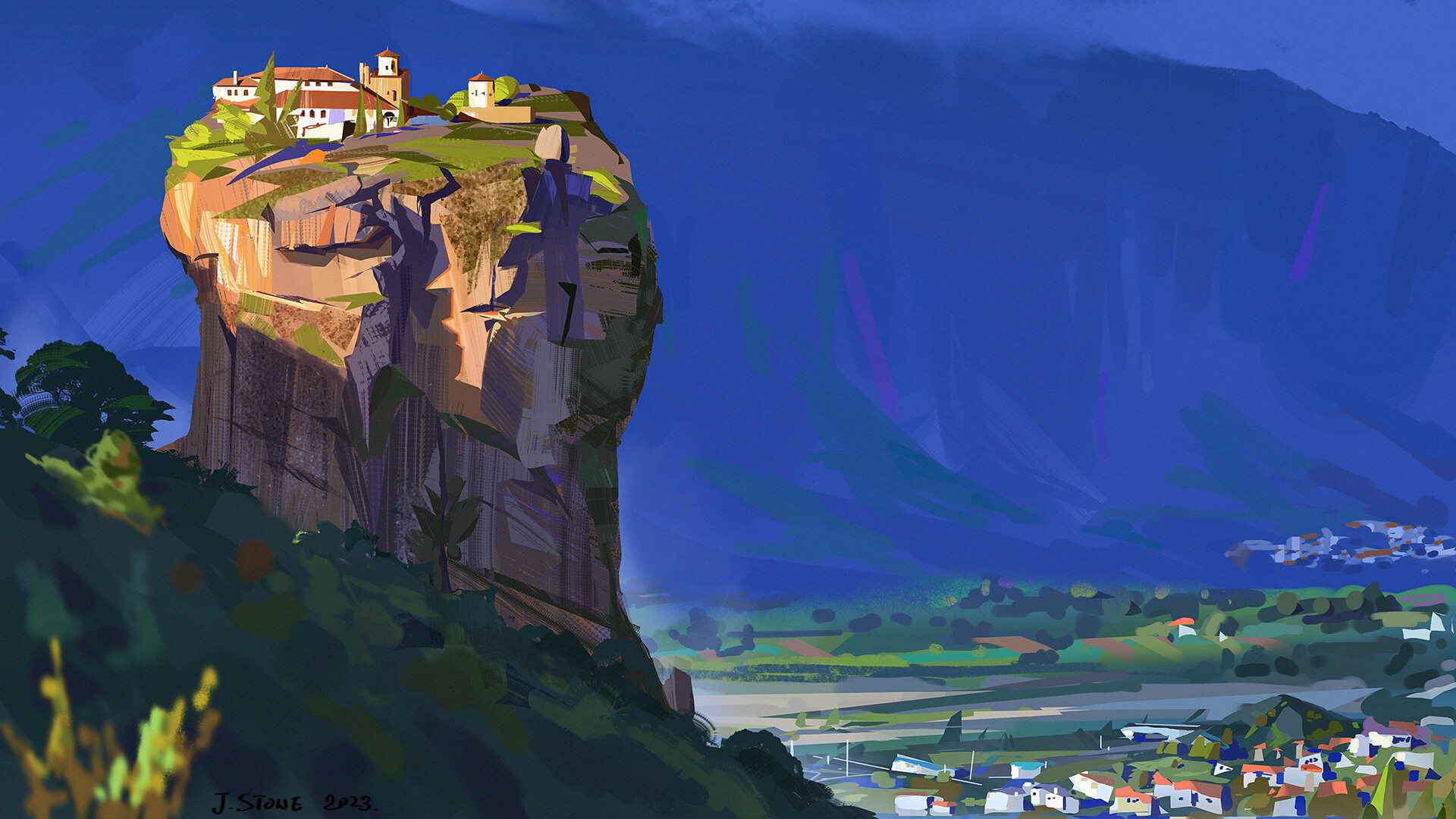ArtStation - Sky Monastery of Meteora, a speed painting in 2 hours