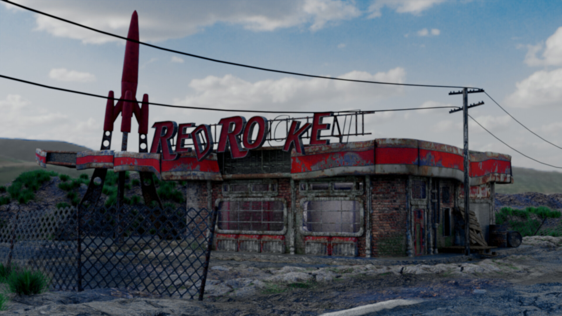 ArtStation - Red Rocket Gas station