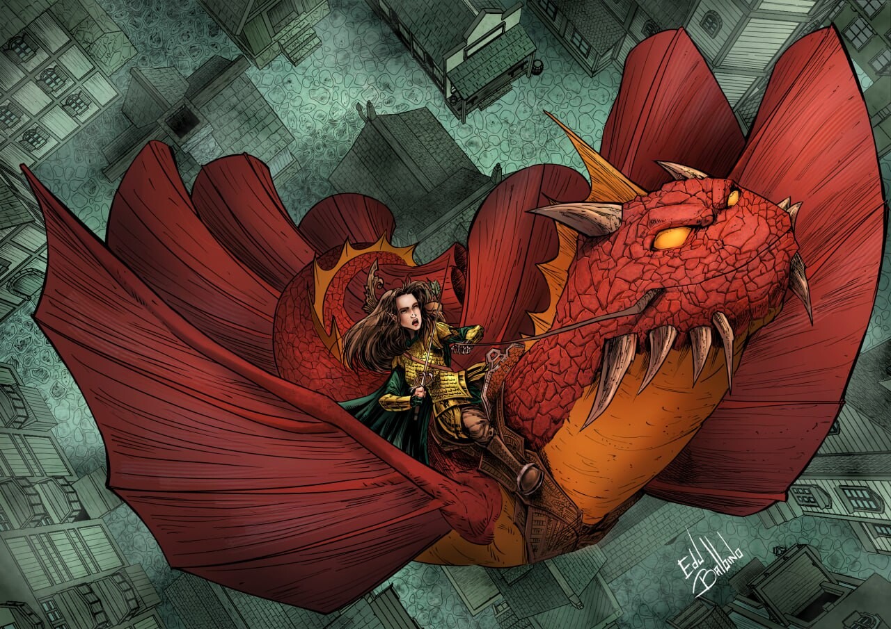 ArtStation - Elf on Dragon