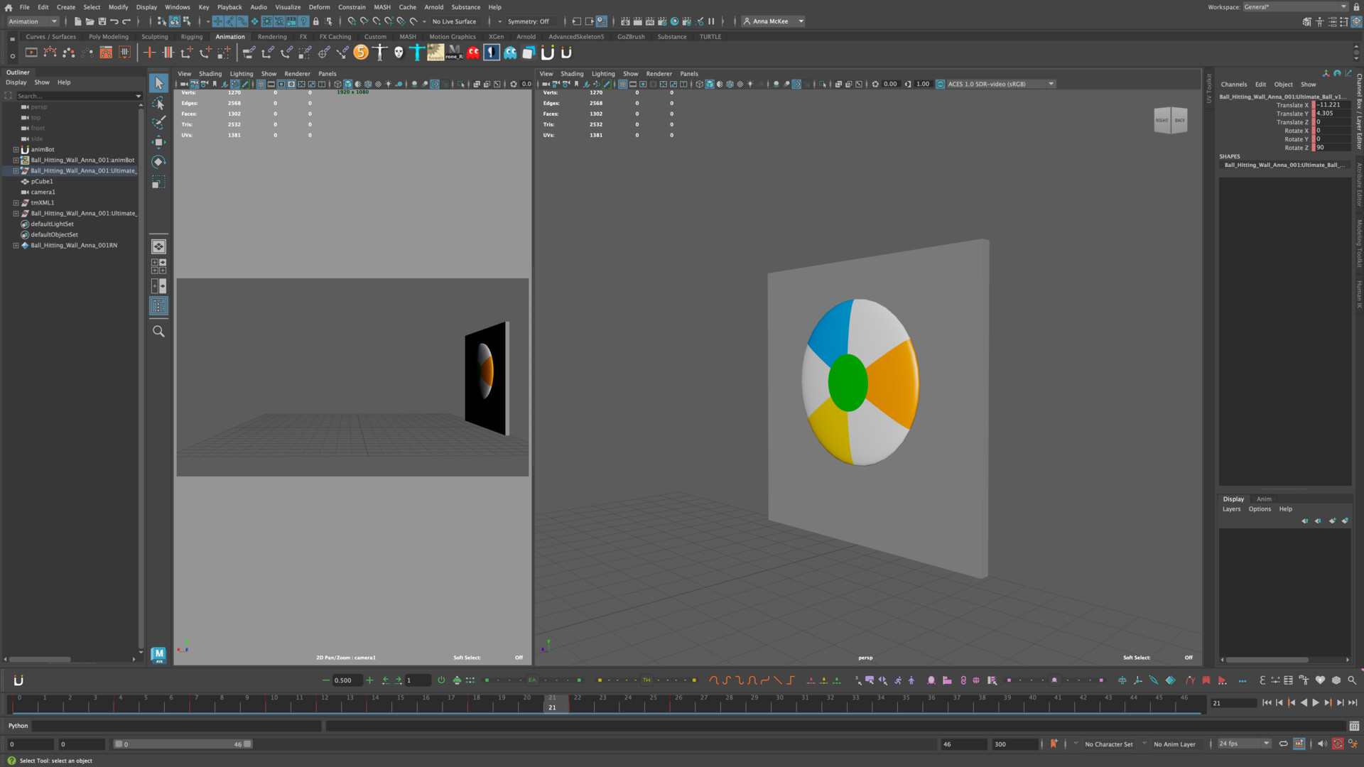 Anna McKee - Beach Ball hitting wall - 3D Animation