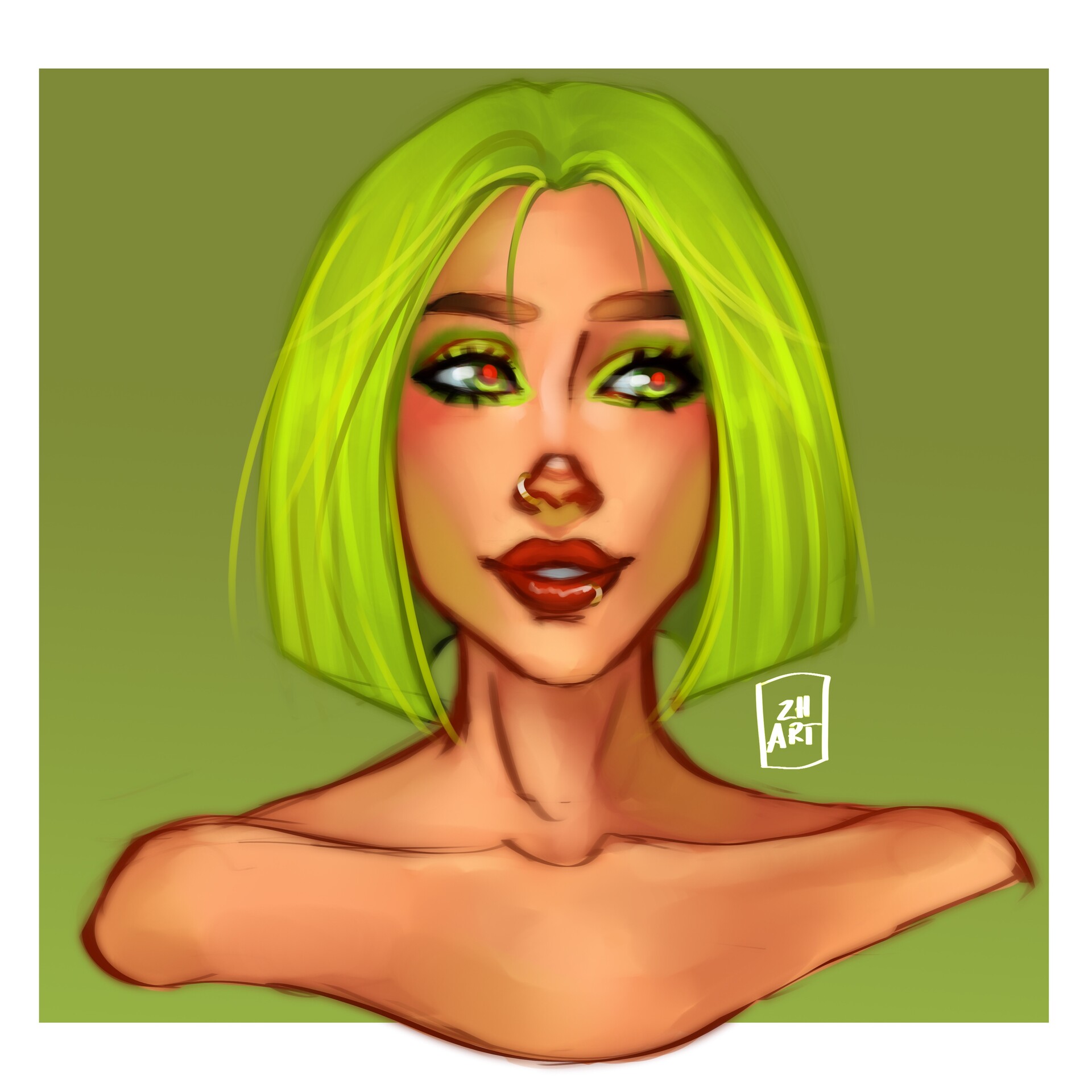 ArtStation - Green hair 💚