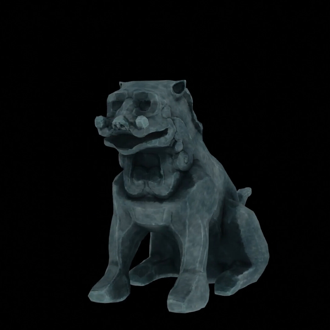 ArtStation - Handpainted-stylized Komainu statue