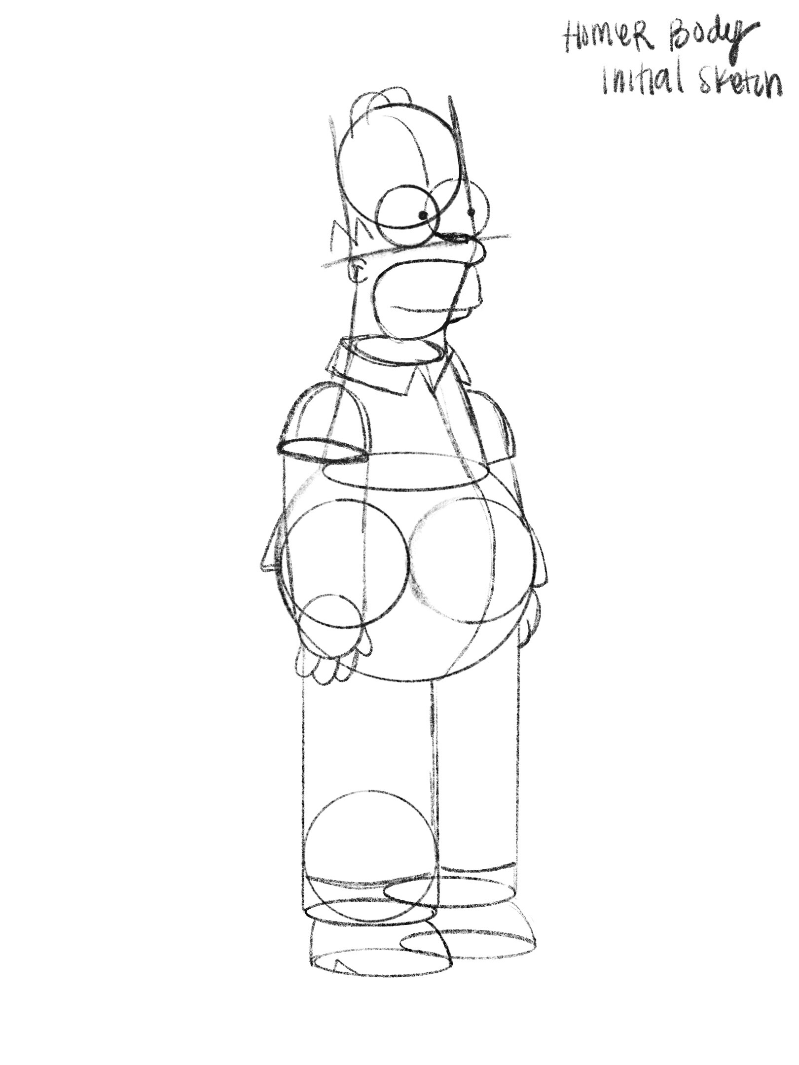how to draw homer simpson full body step by step