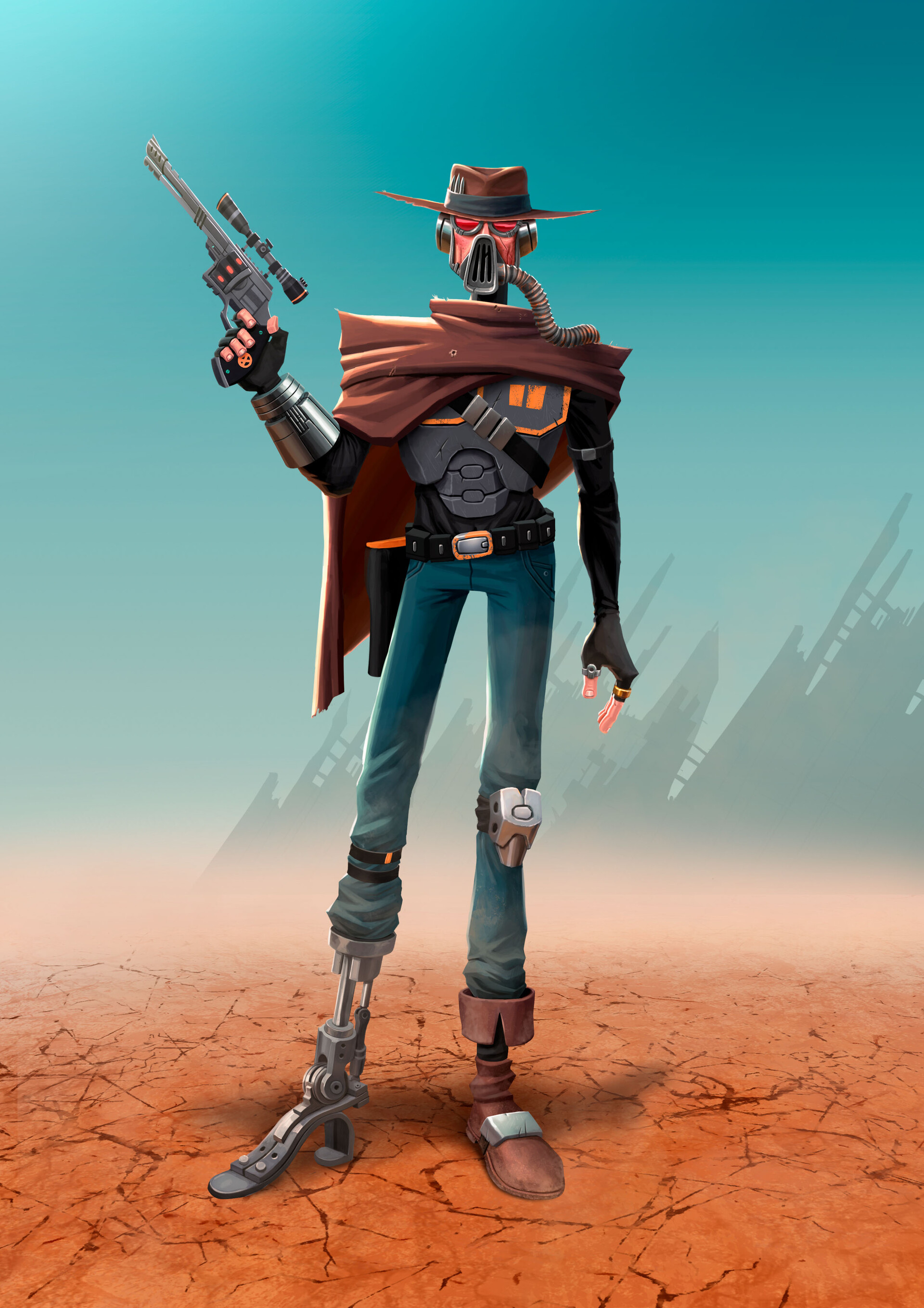 ArtStation - Post-apocalyptic bounty hunter cowboy