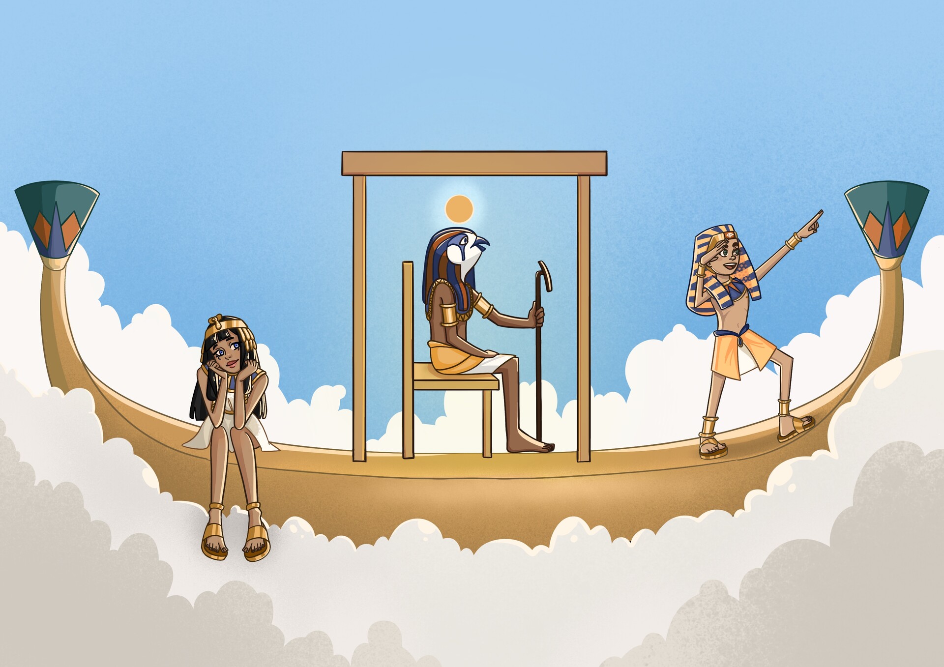 ArtStation - Golden boat. Myths of Ancient Egypt