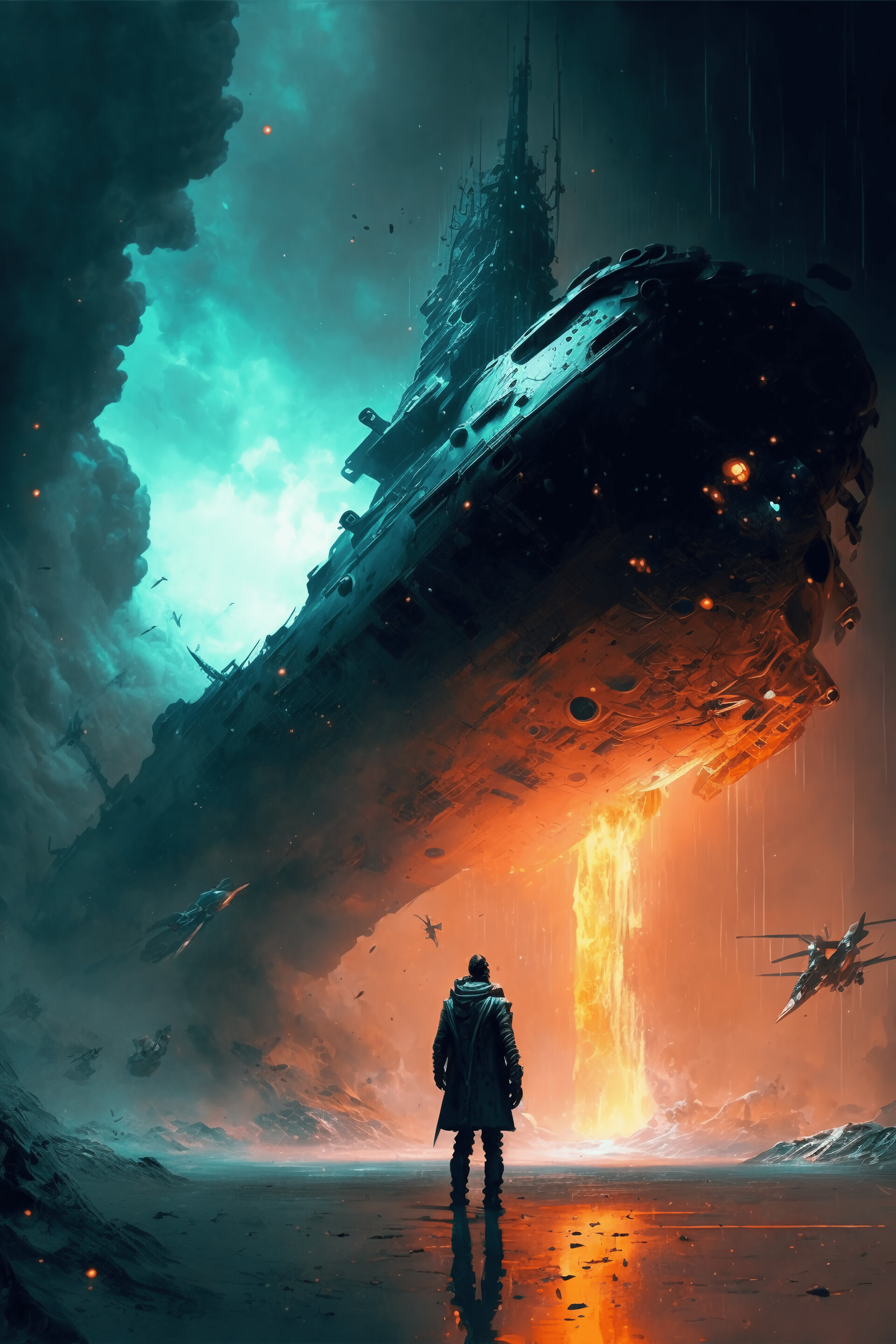 ArtStation - attack ships on fire off the shoulder of Orion