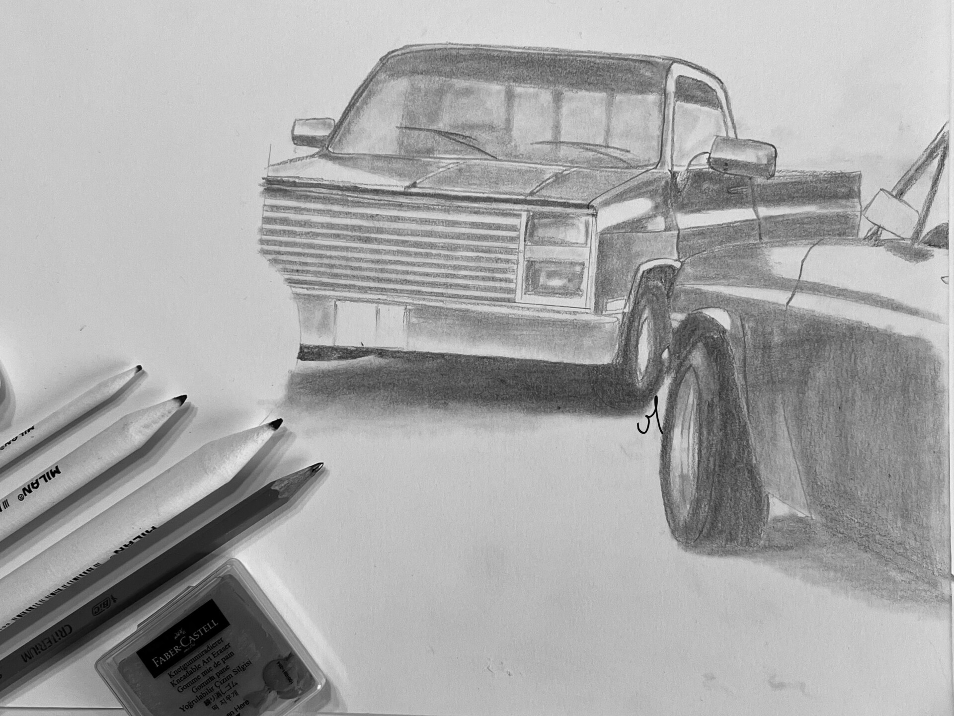 ArtStation - Drawing #2 | Chevrolet Pickup and Mustang / True Love