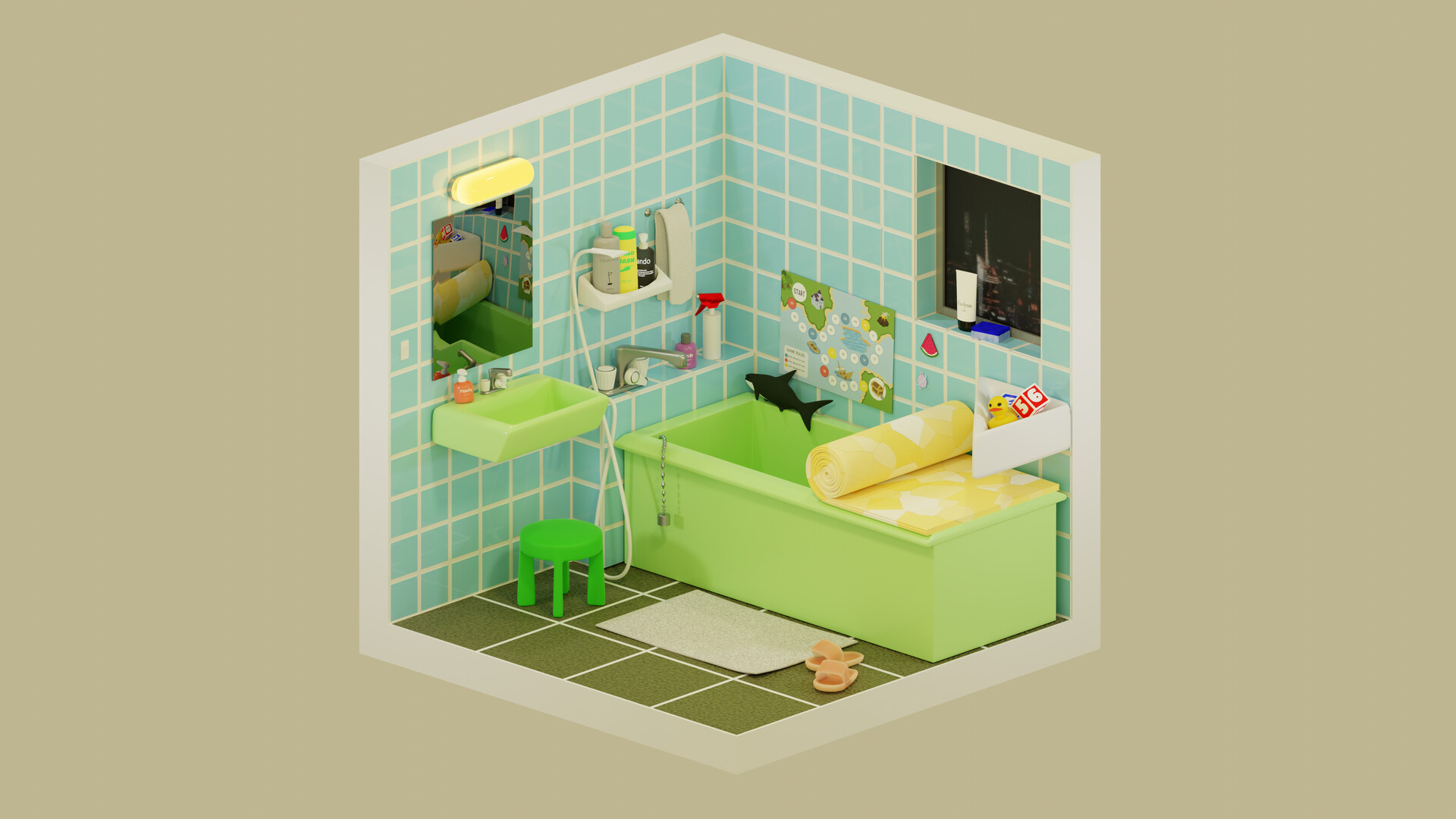 ArtStation - Isometric Bathroom